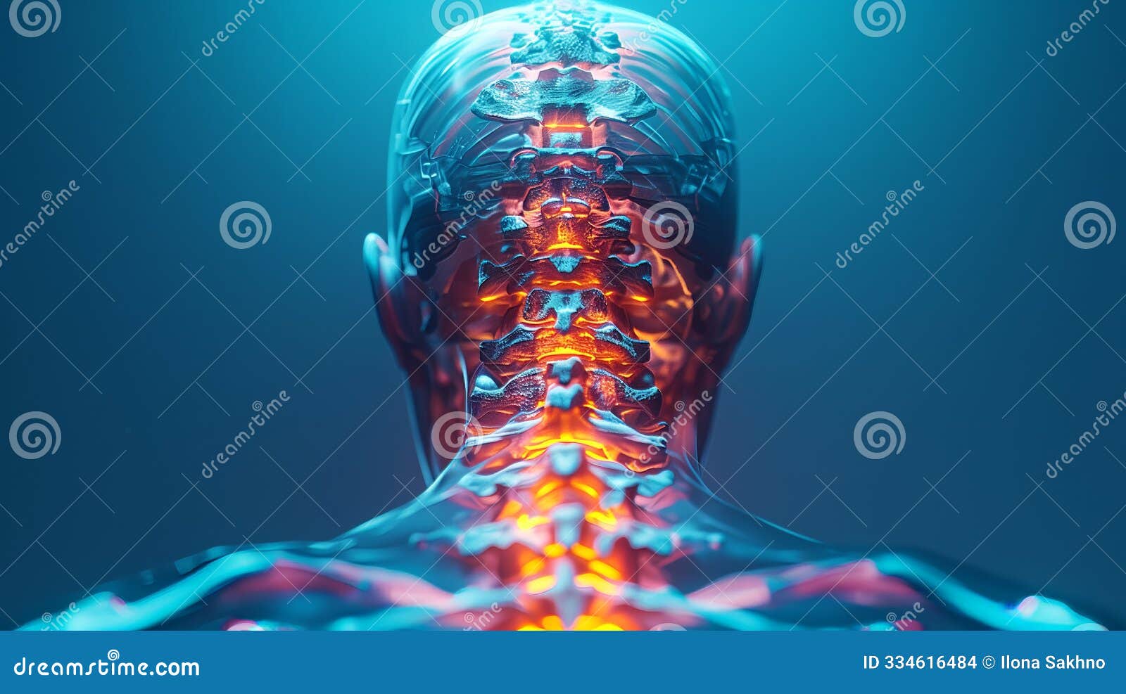 3D X-ray Visualization of Spine and Vertebrae Stock Illustration ...