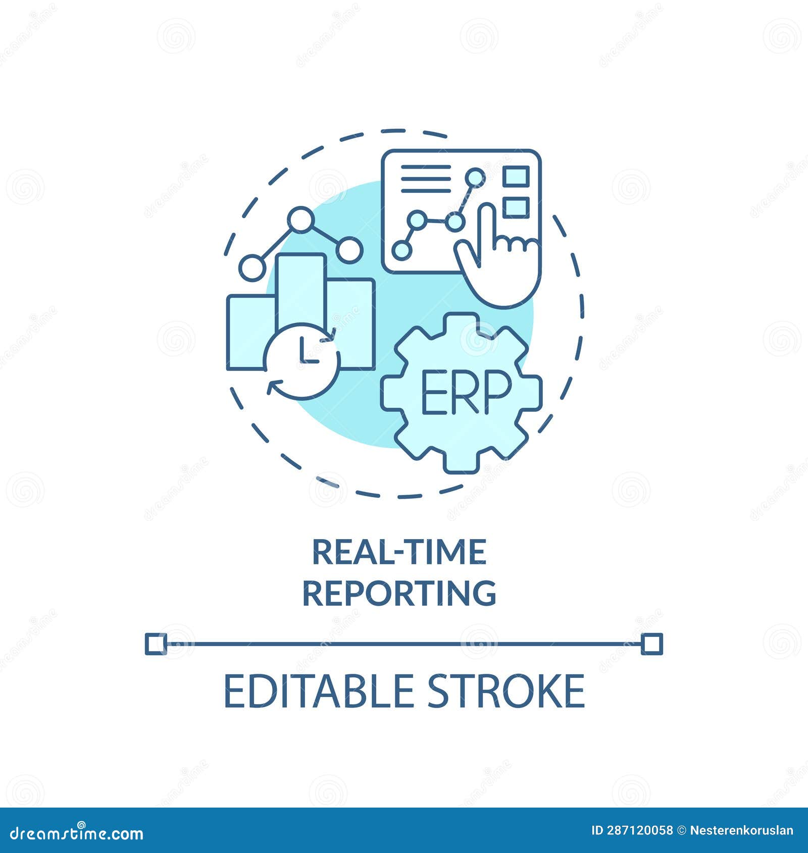 2D Real-time Reporting Blue Icon Concept Stock Vector - Illustration of ...