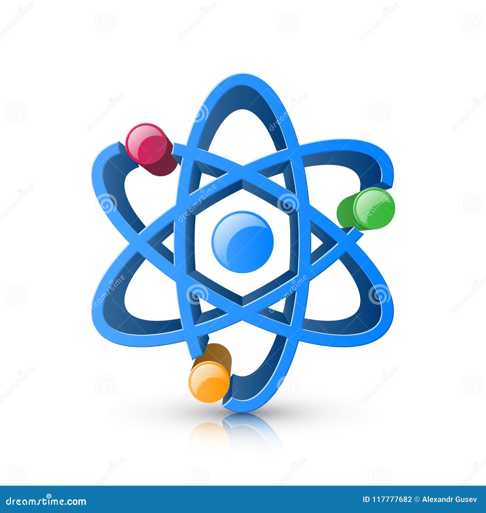 3d Realistic Atom Icon on the White Background. Stock Vector ...