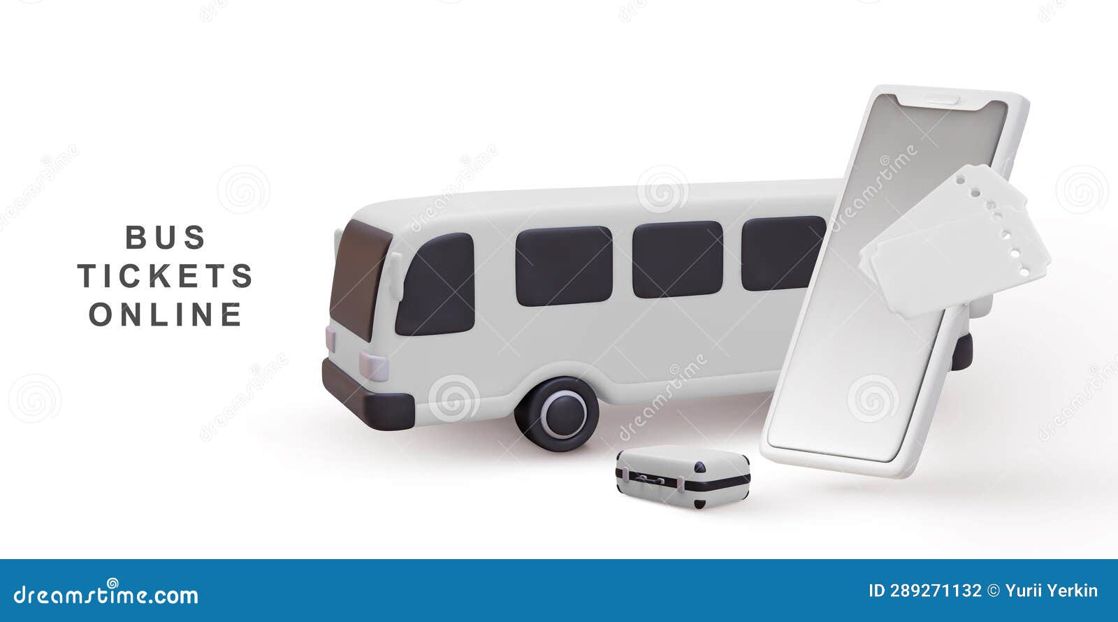 3d Realistic Banner Bus Tickets Online on White Background. Vector ...