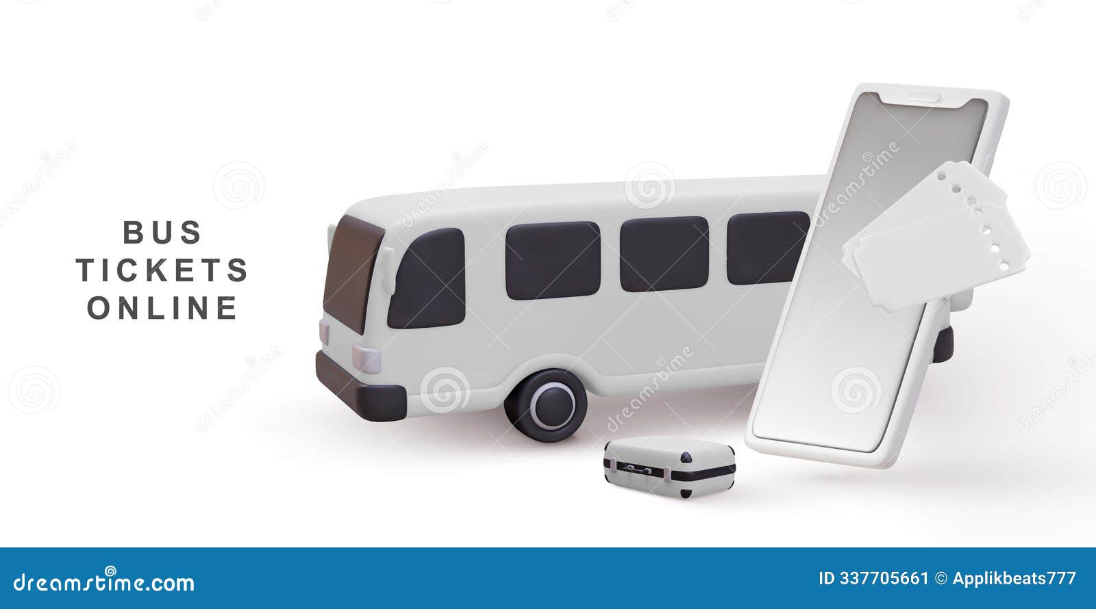 3d Realistic Banner Bus Tickets Online on White Background. Vector ...