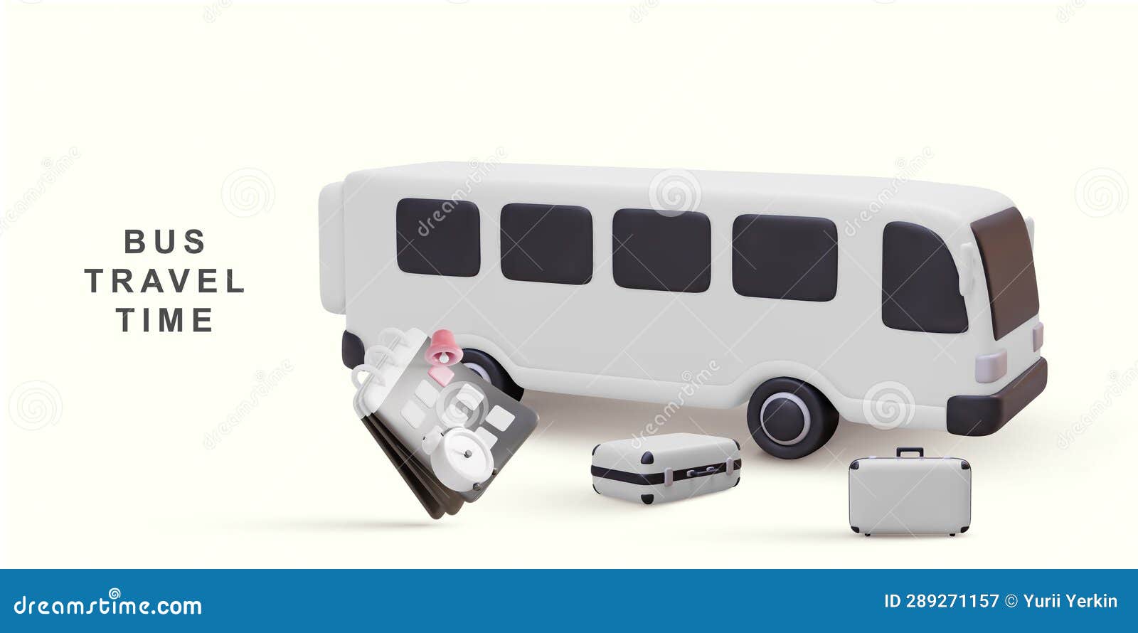 3d Realistic Banner Bus Travel Time. Vector Illustration Stock Vector ...