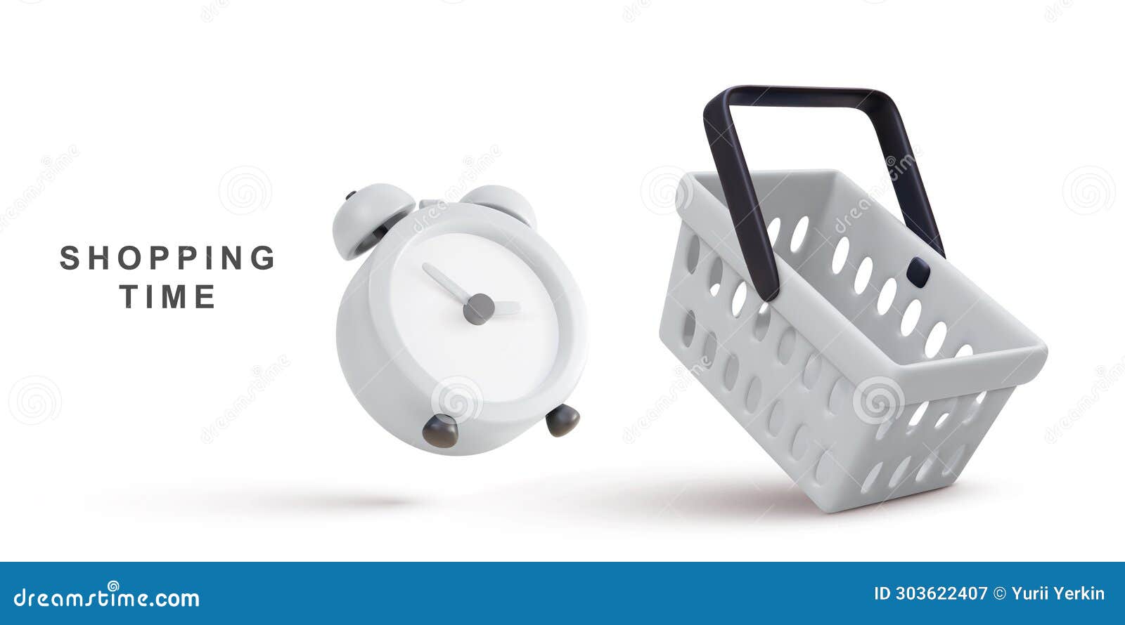 3d Realistic Banner Shopping Time Isolated on White Background. Vector ...