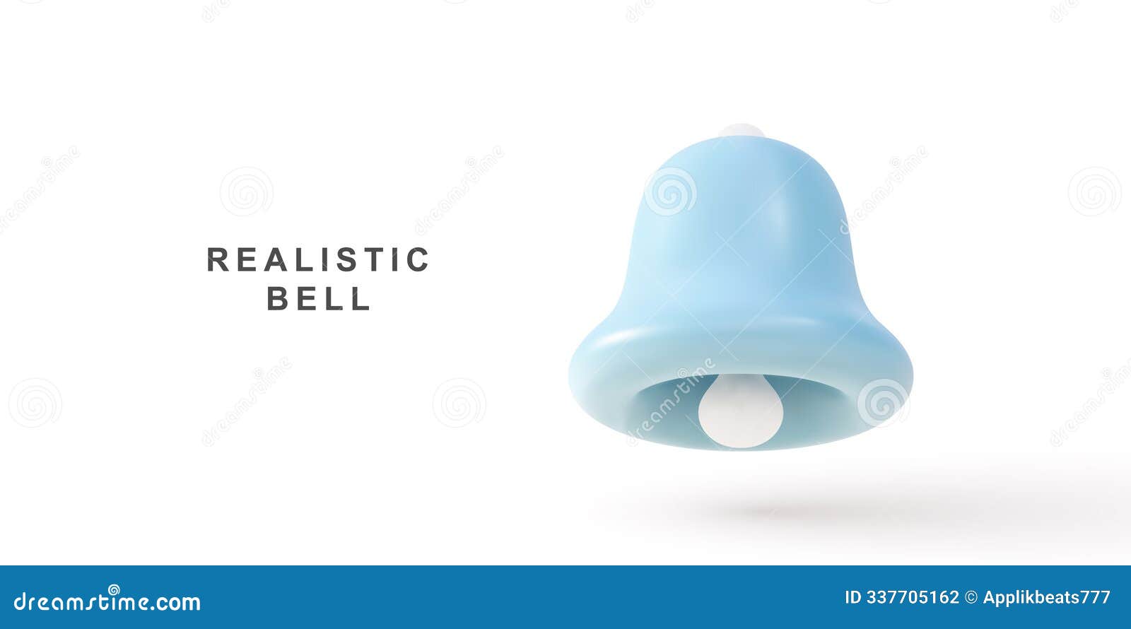 3D Realistic Blue Bell on White Background. Vector Illustration Stock ...