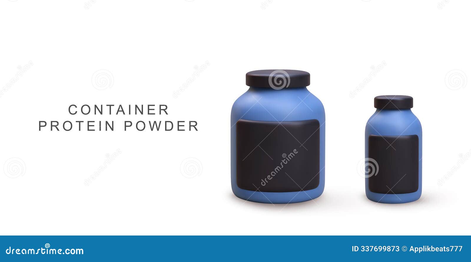 3d Realistic Blue Container Protein Powder. Vector Illustration Stock ...