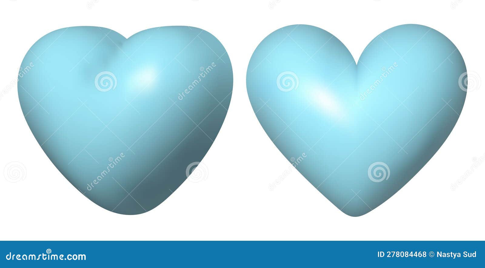 3d Realistic Blue Heart Set on Isolated Backgrond. Like and Heart Icon ...