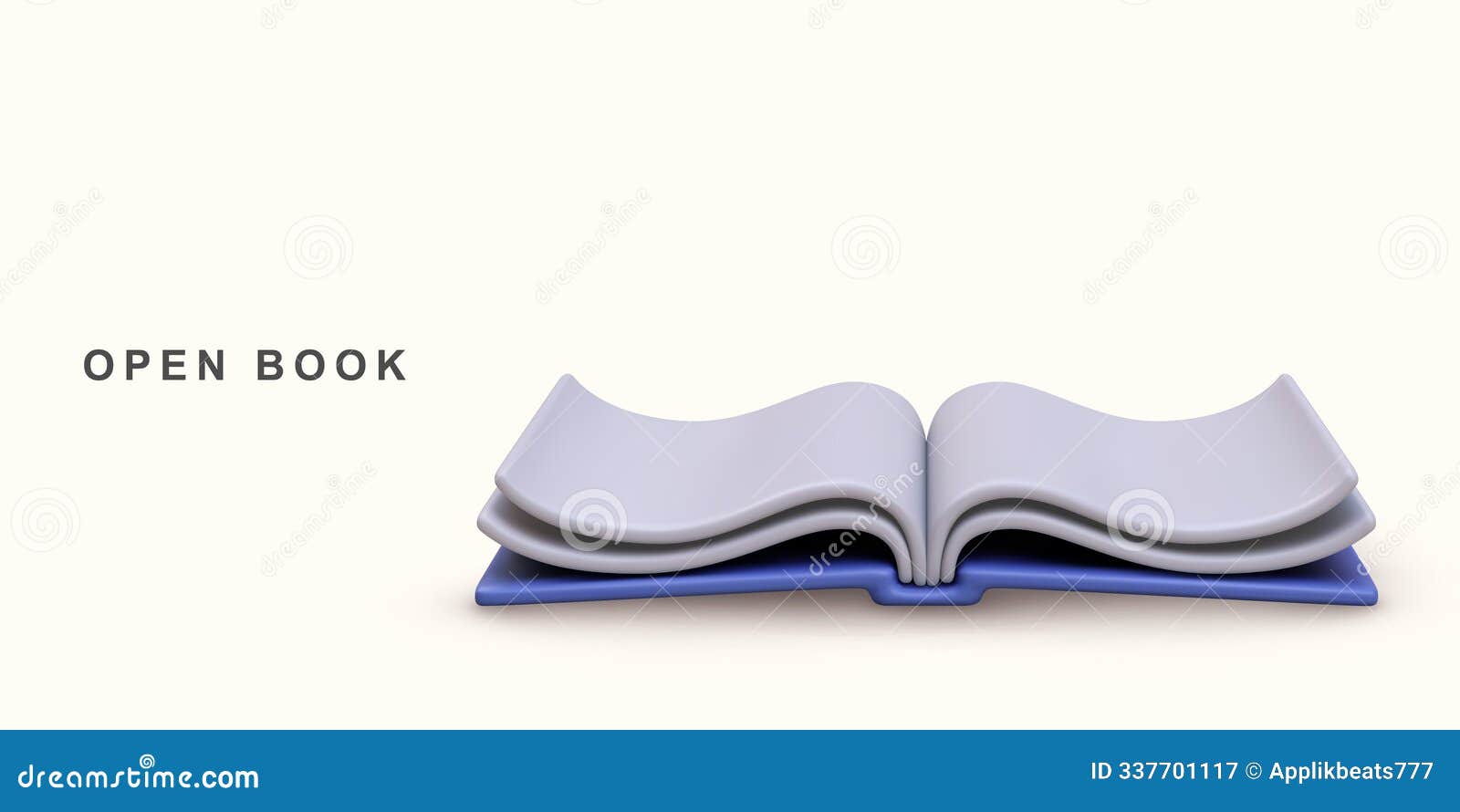 3d Realistic Blue Open Book on White Background. Vector Illustration ...