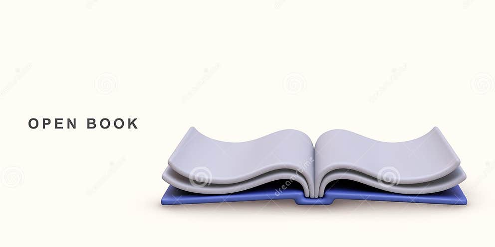 3d Realistic Blue Open Book on White Background. Vector Illustration ...