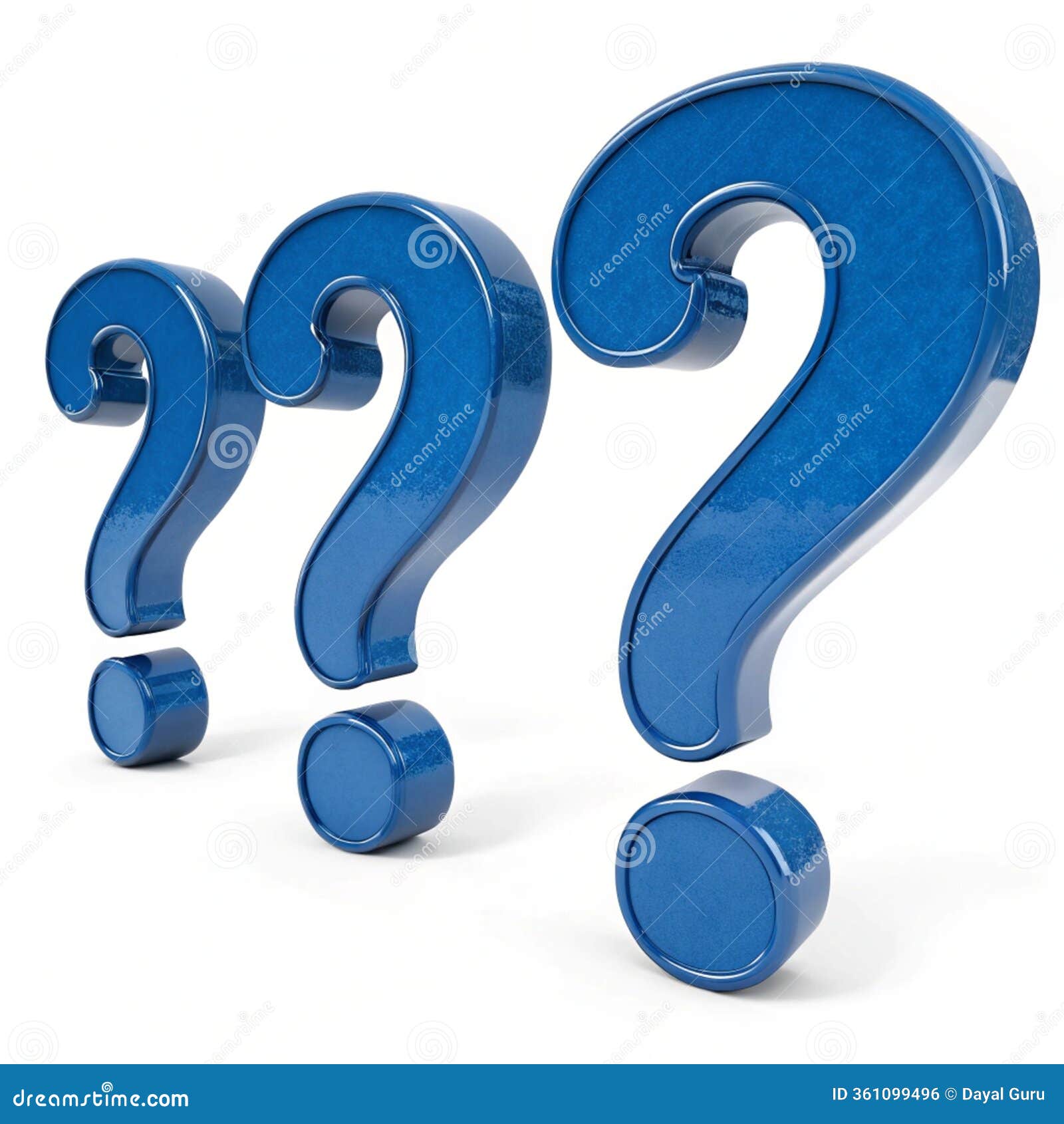 3D Realistic Blue Question Marks Luxury Template Isolated on ...