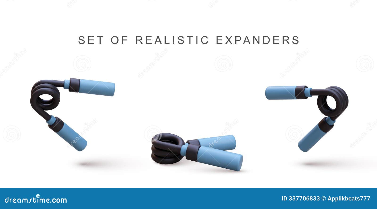 3d Realistic Blue Set Carpal Expanders on White Background. Vector ...