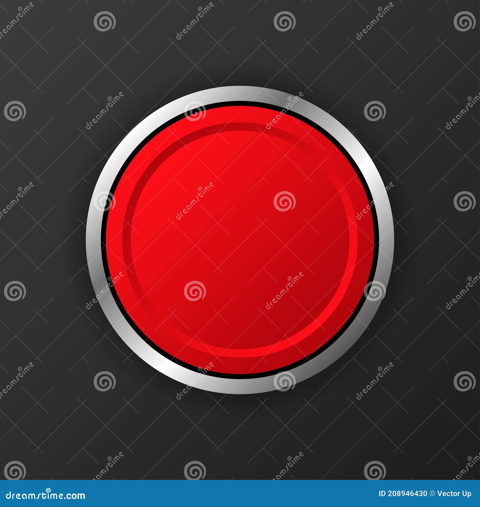 3D Realistic Button on Black Background. Vector Illustration. Stock ...