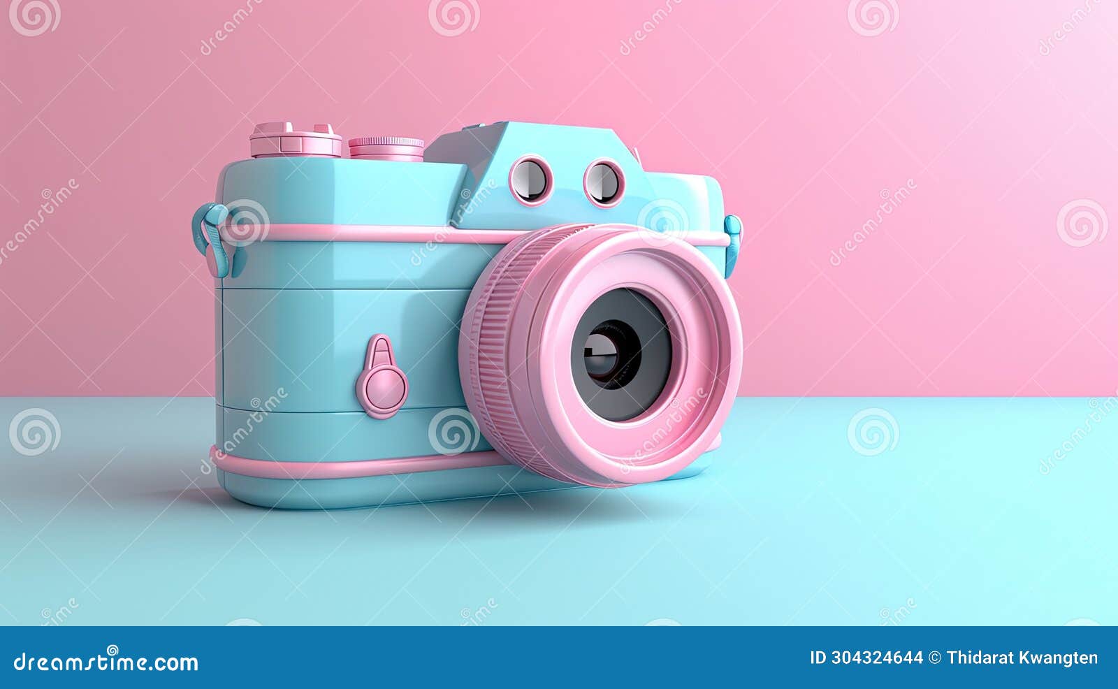 3d Realistic Camera Isolated on Blue Background.Generative AI Stock ...
