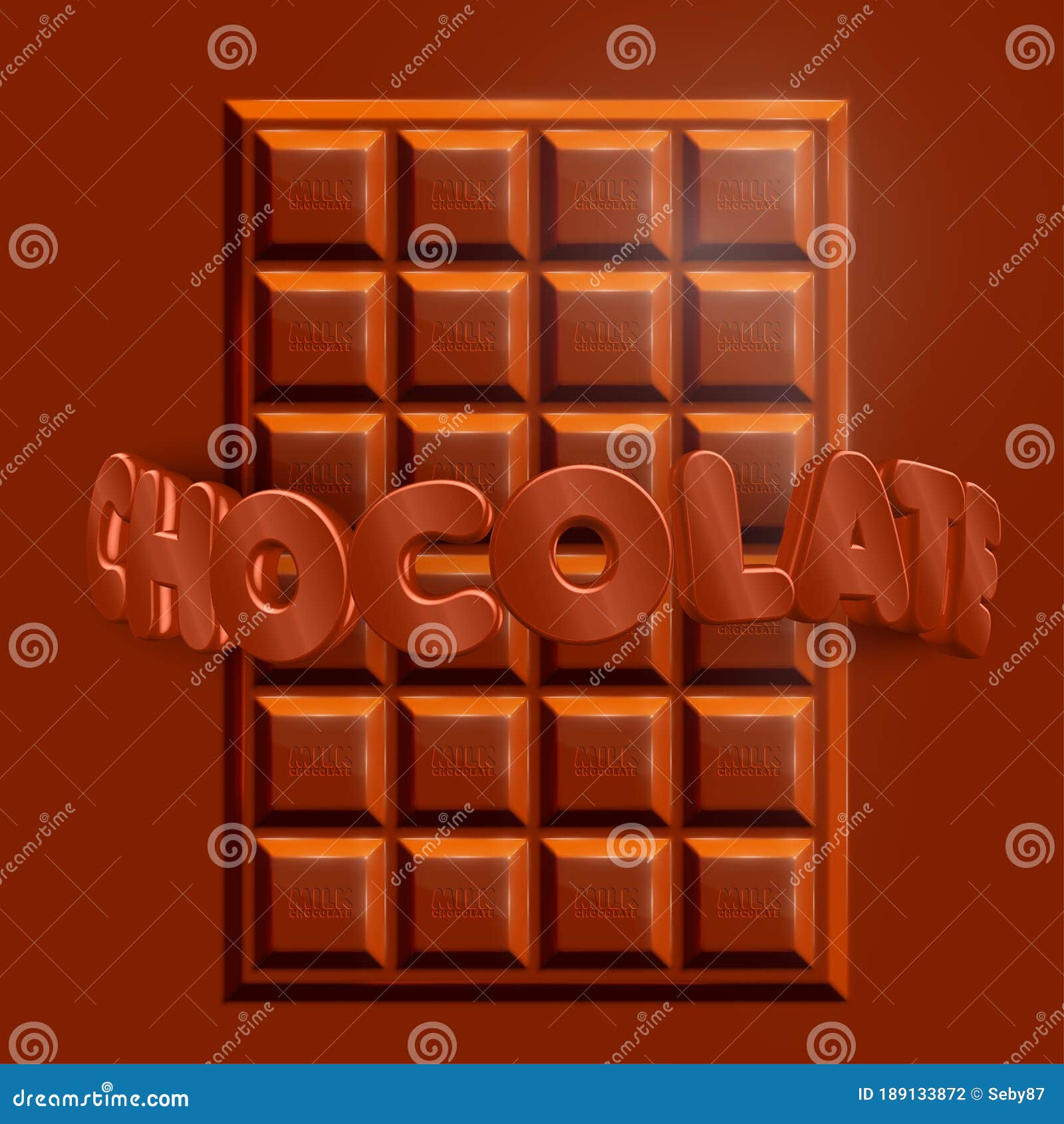 3D Realistic Chocolate Bar with 3D `CHOCOLATE` Text, Vector Stock ...