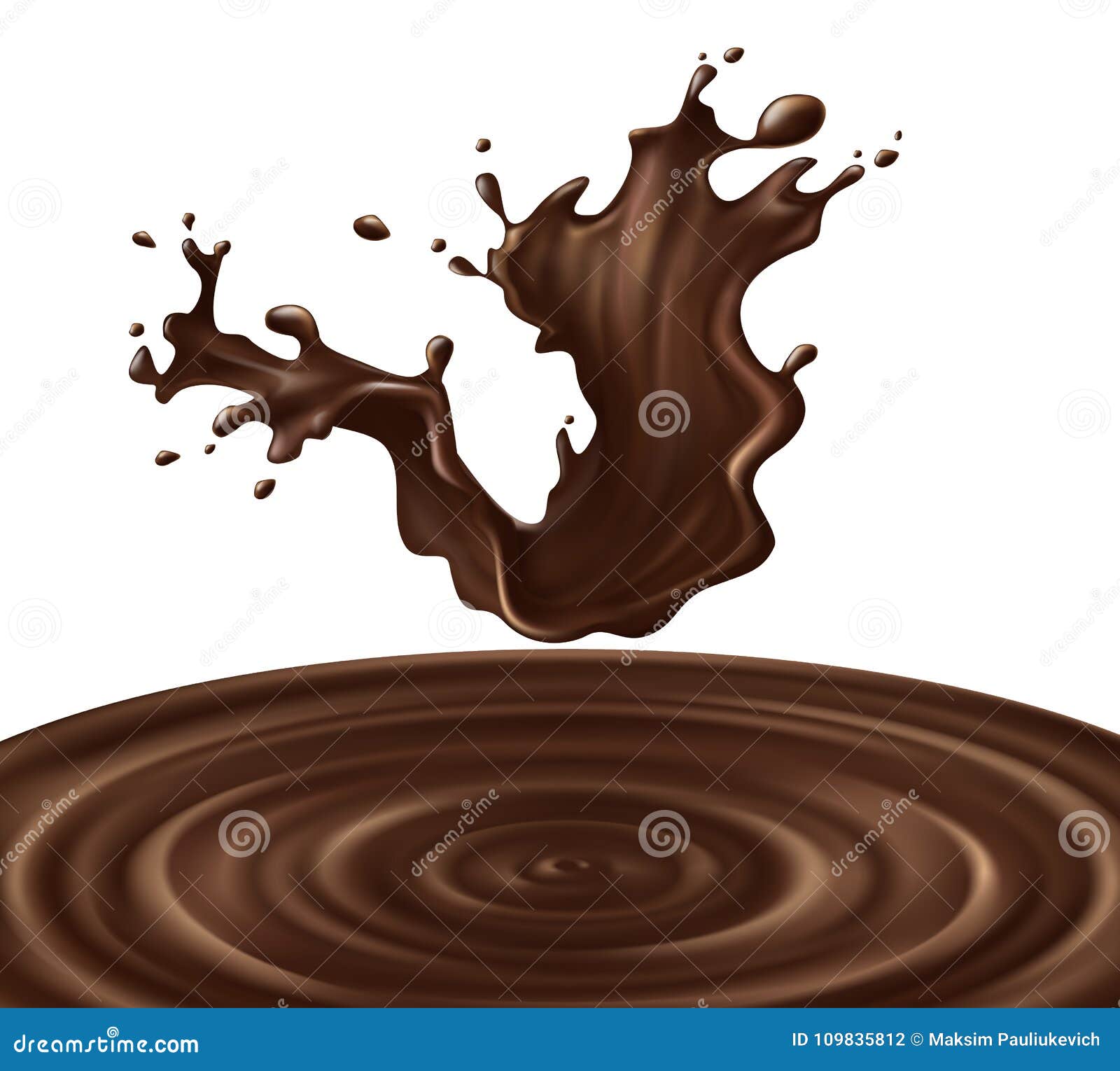 3D Realistic Chocolate Splash Vector Illustration Stock Vector ...