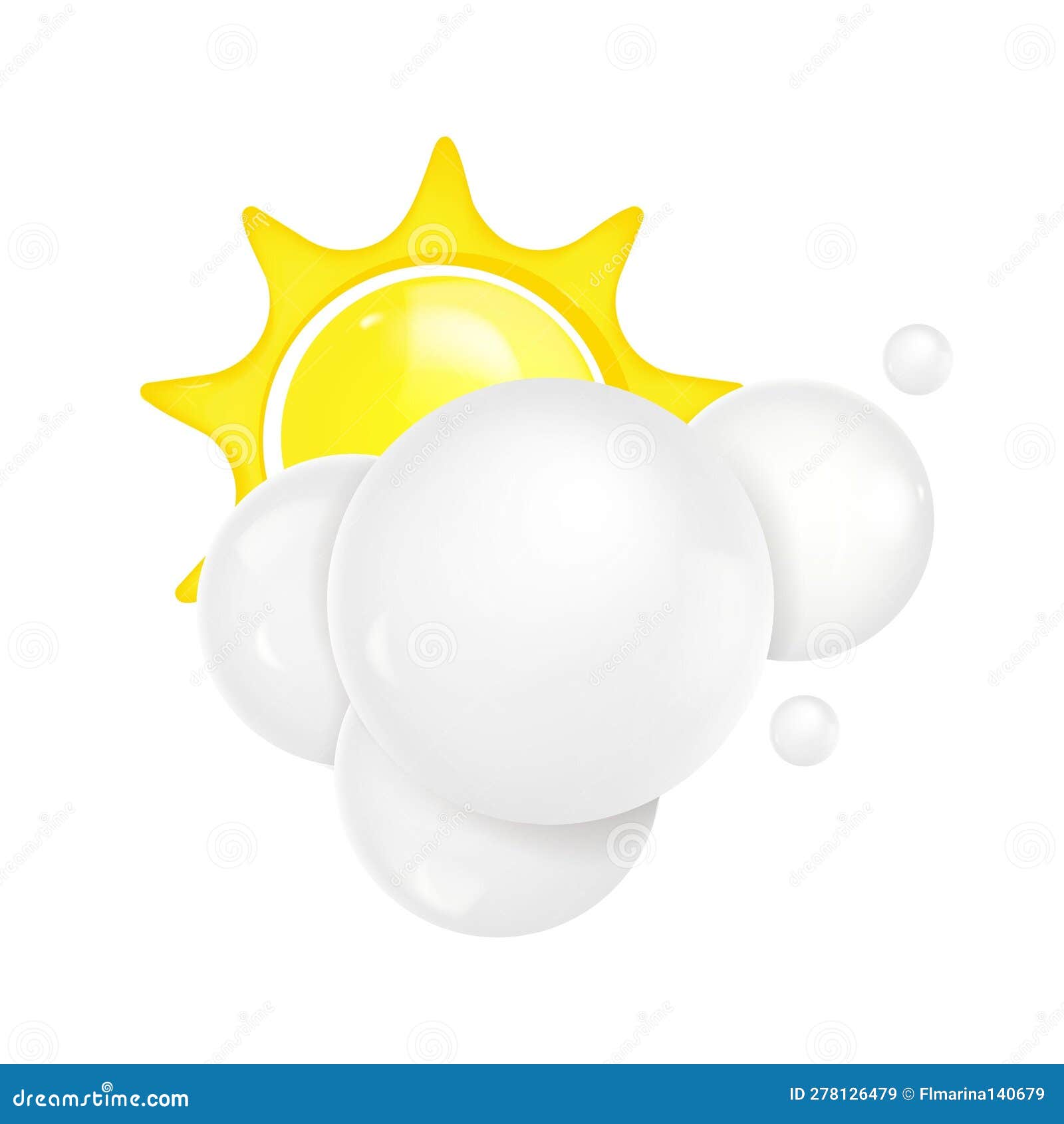 3d Realistic Cloud and Sun 3d Weather Icon Weather Vector Illustration ...