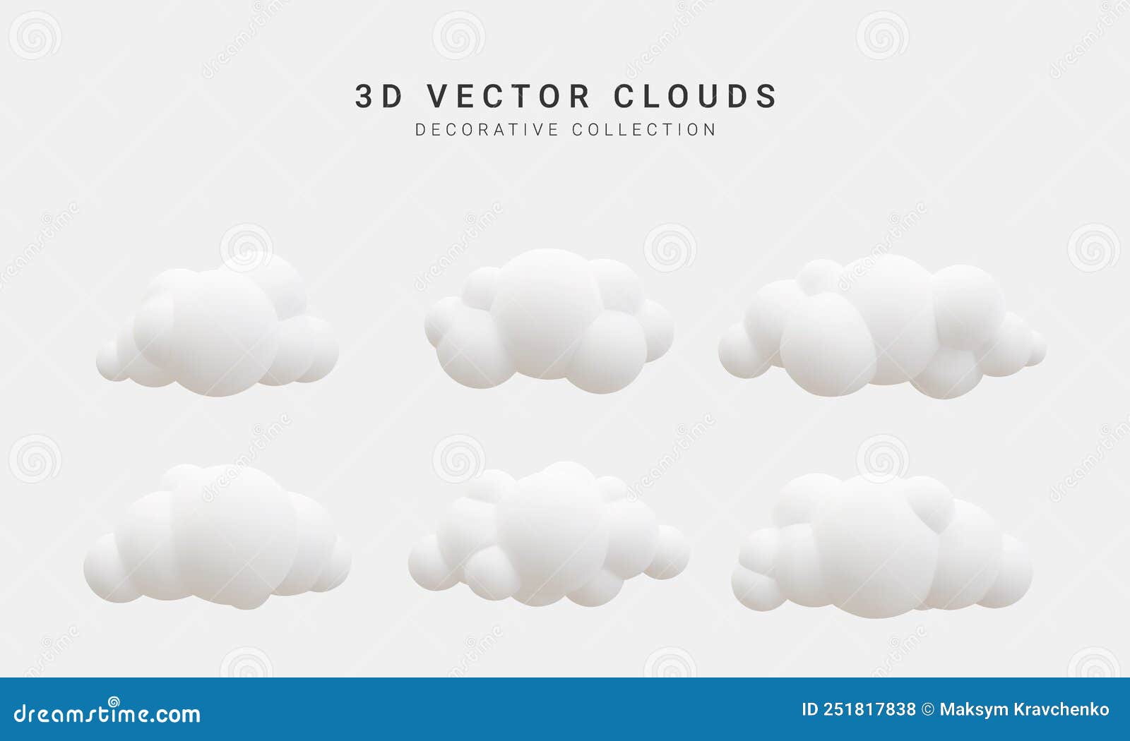 3d Realistic Clouds Collection. Vector Illustration Stock Vector ...