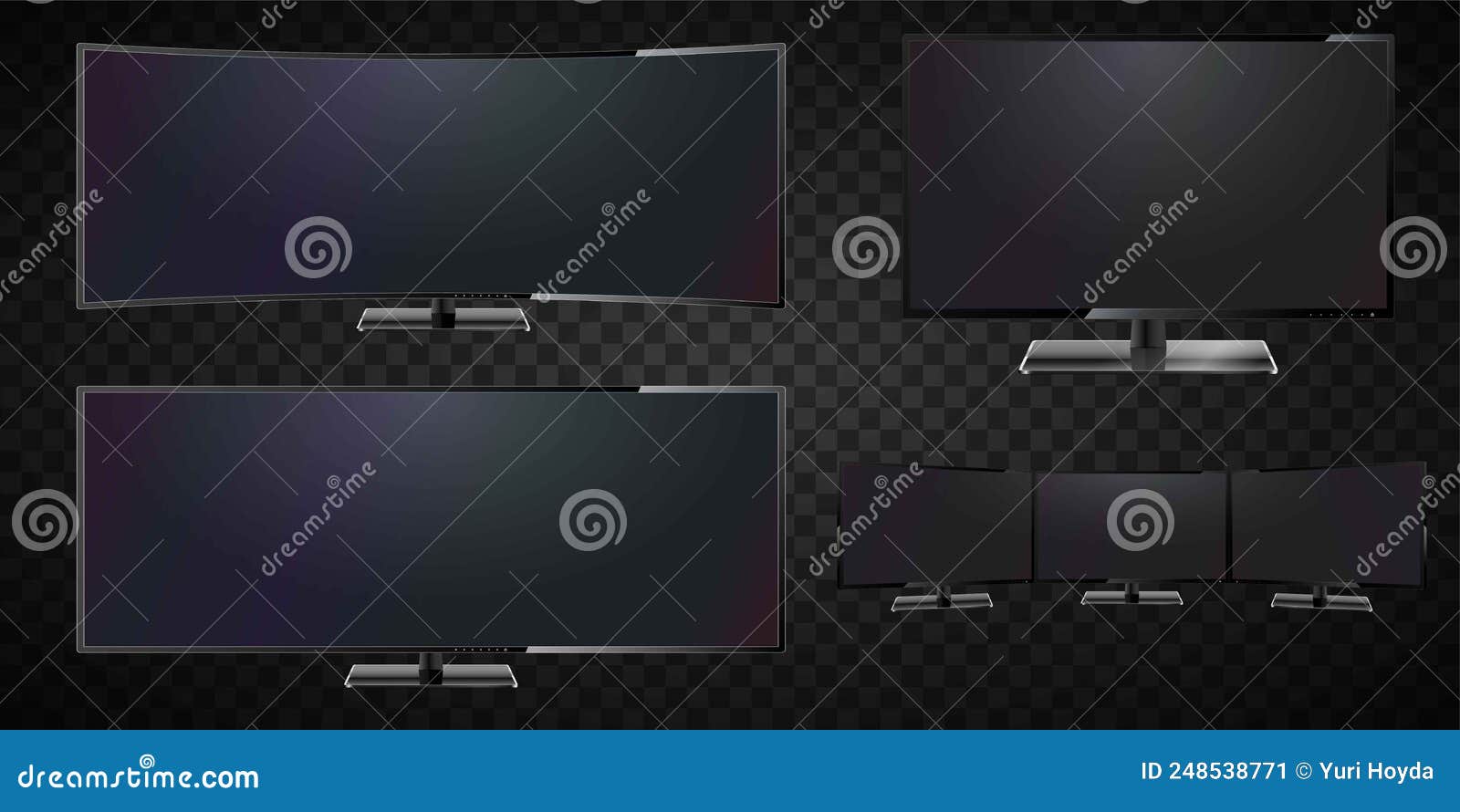 Realistic 3d Collection of Different Screens. Widescreen TV, Empty LCD ...