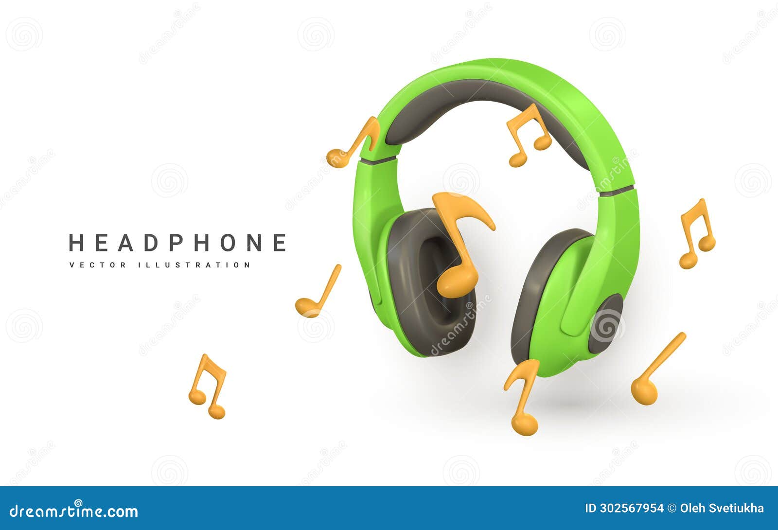 3d Realistic Colour Headphone with Music Note for Music Concept Design ...