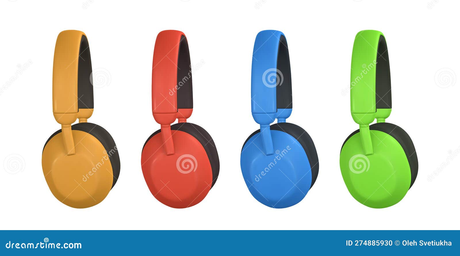 3d Realistic Colour Headphone in Plastic Cartoon Style. Vector ...