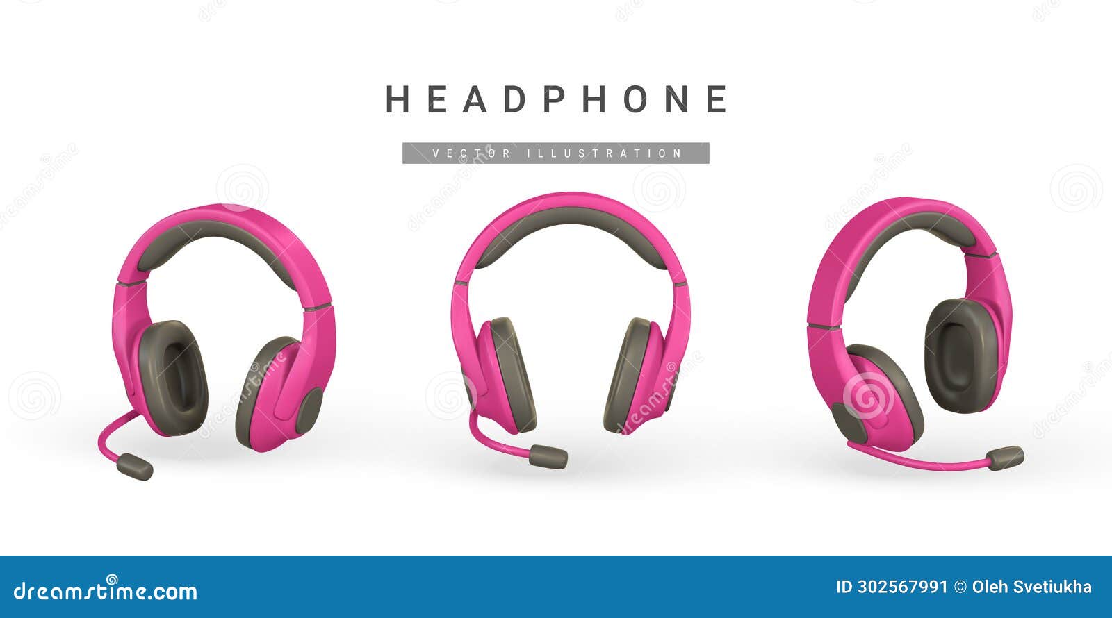 3d Realistic Colour Headphone in Plastic Cartoon Style. Vector ...