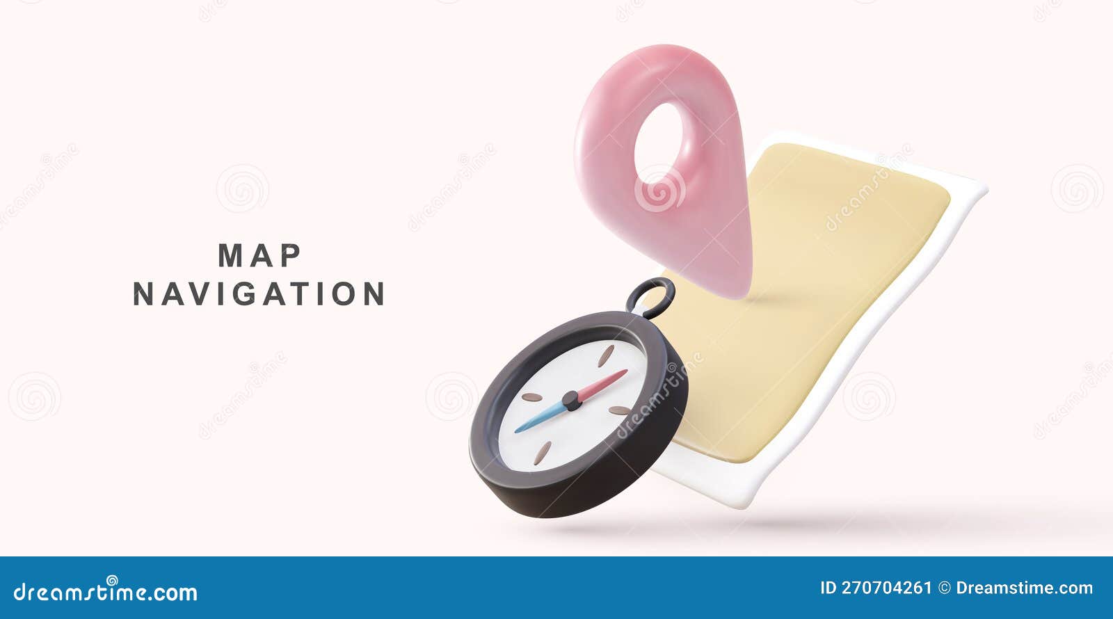 3d Realistic Compass and Map with Pointer. Vector Illustration Stock ...