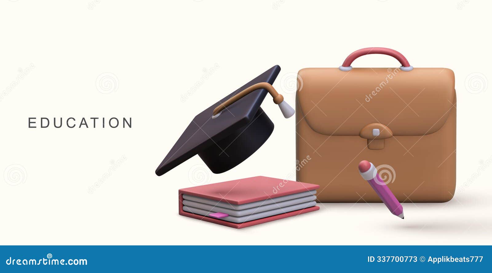 3d Realistic Concept Education on White Background. Vector Illustration ...