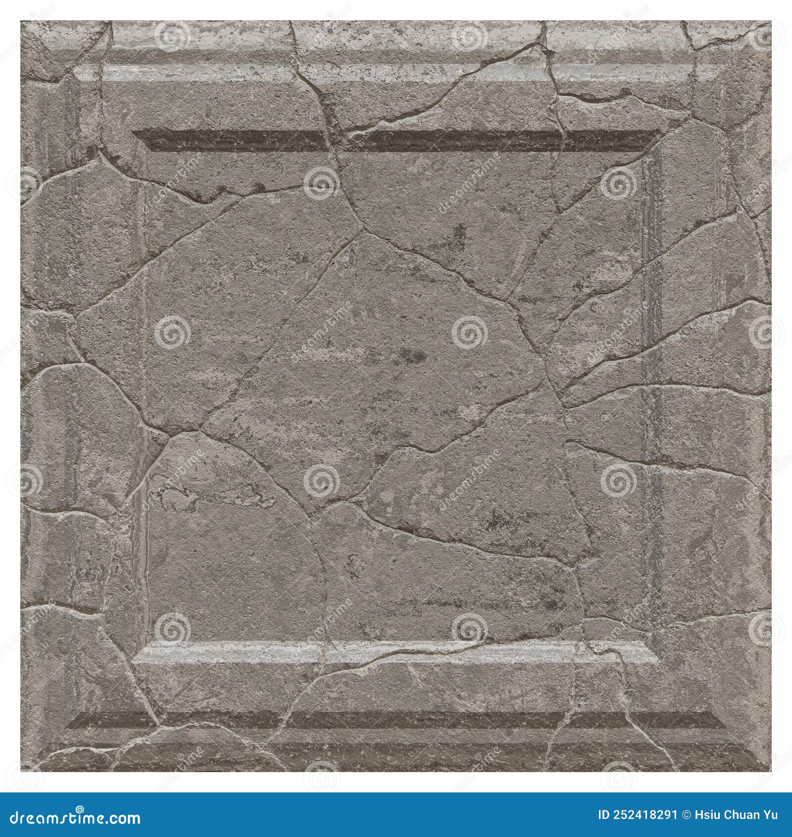 3D Realistic Cracked Concrete Square Relief Frame Rendered Texture ...