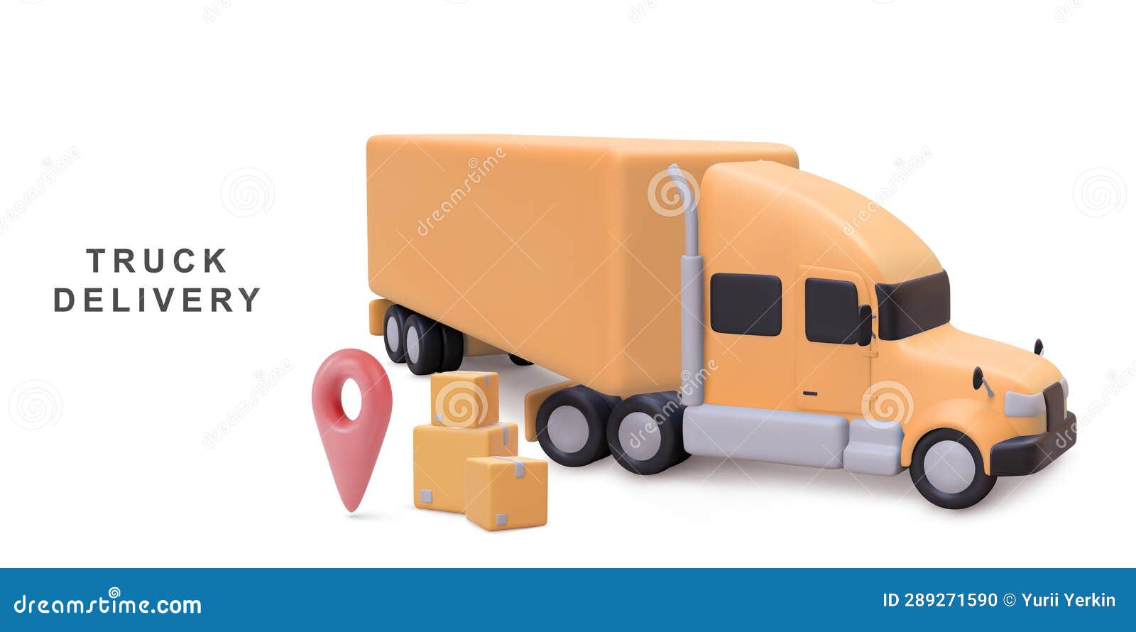 3d Realistic Delivery Truck with Box Cargo. Vector Illustration Stock ...