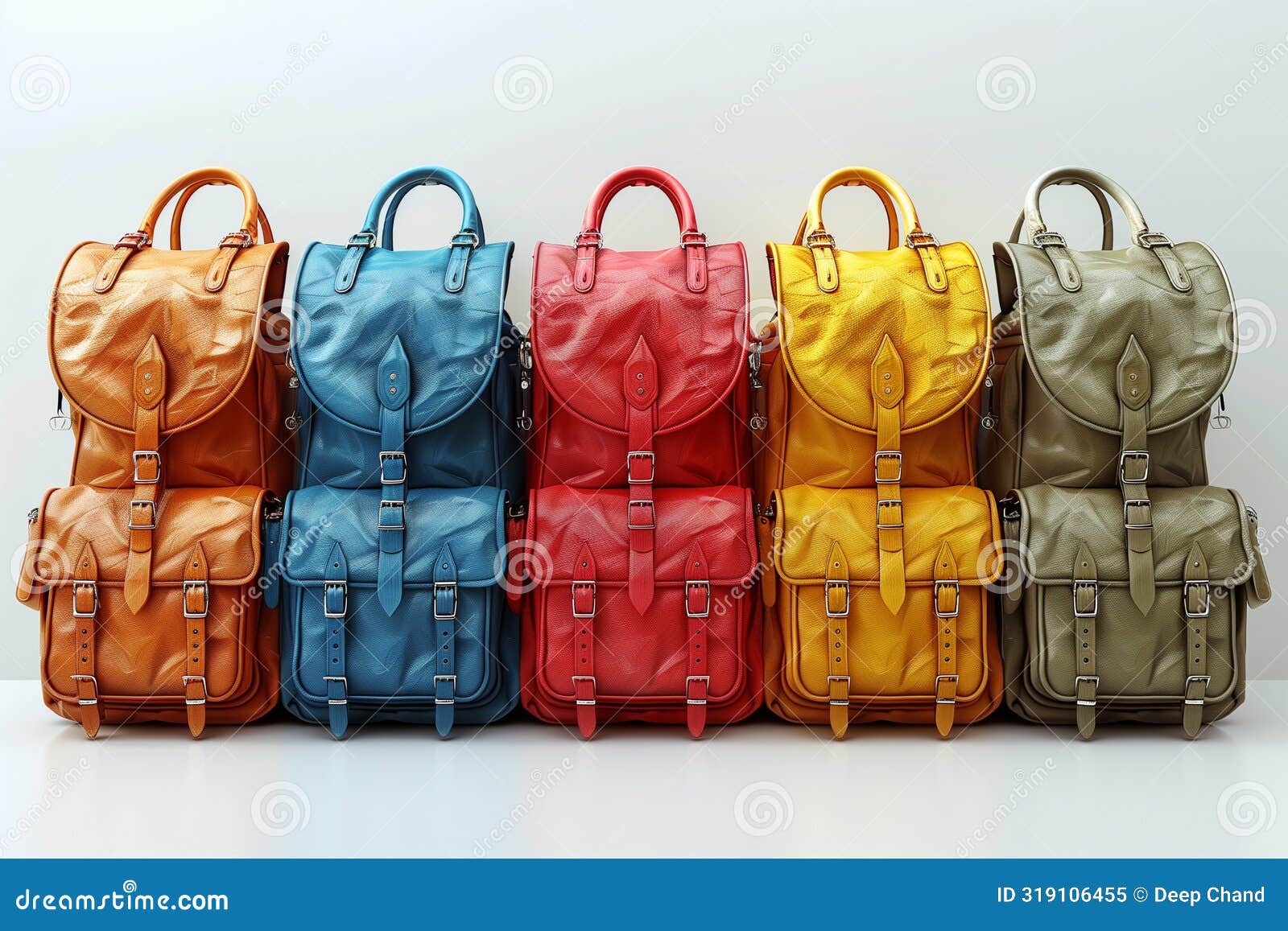 3d Realistic Educational Colorful Bag Pack Collection Isolated in White ...