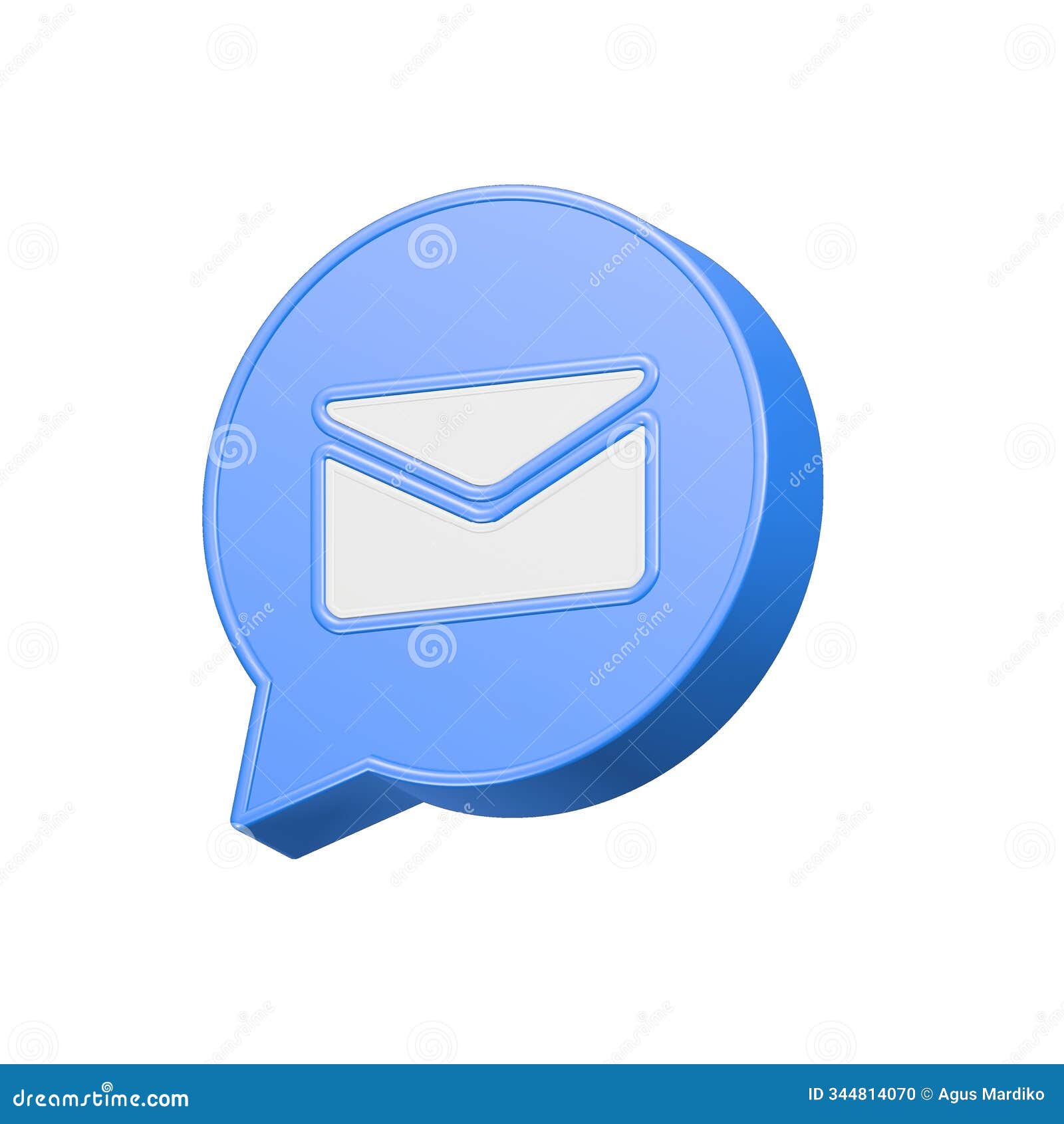 3d Realistic Email Icon Notification Blue Color Stock Illustration ...