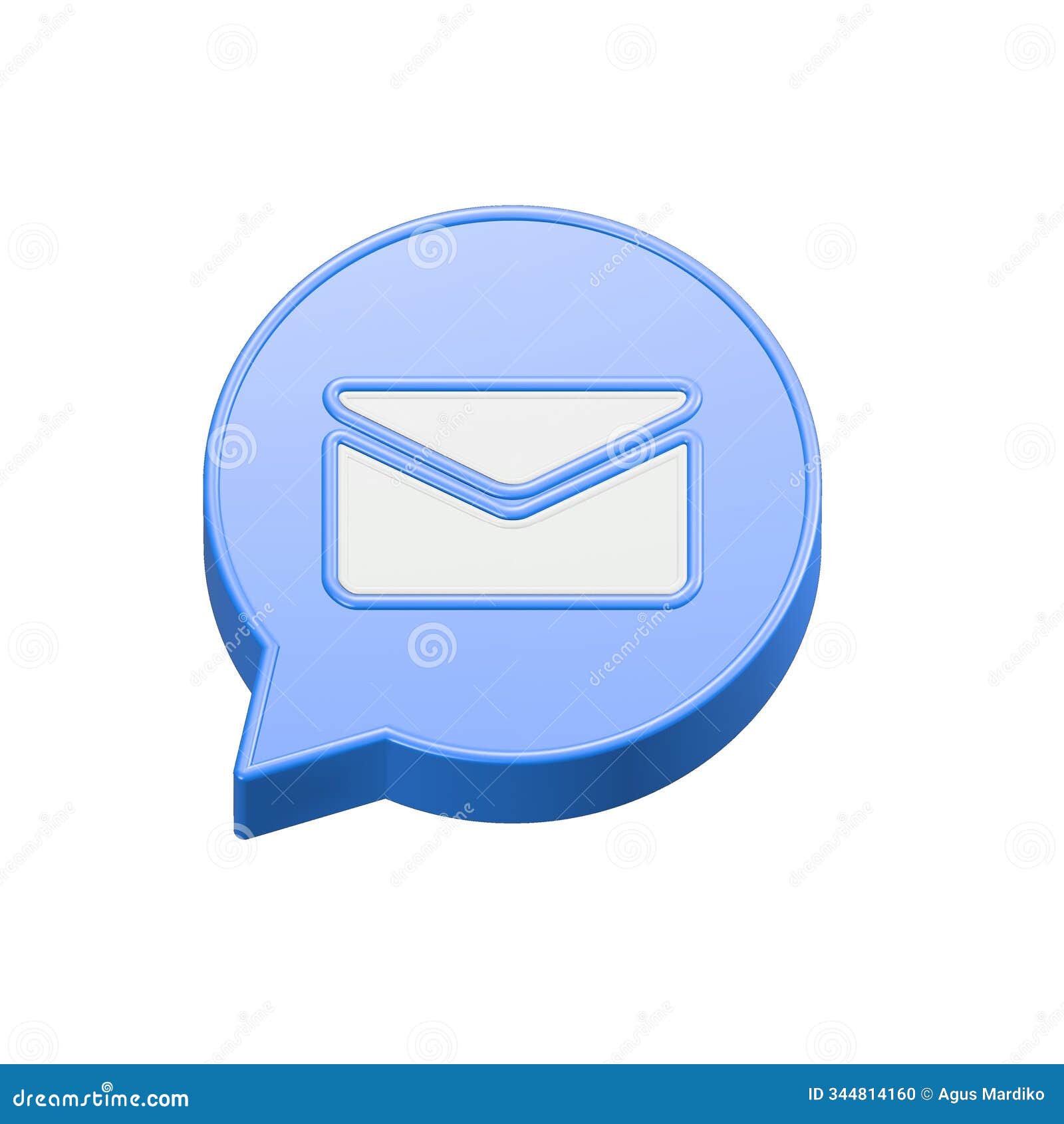 3d Realistic Email Icon Notification Blue Color Stock Illustration ...