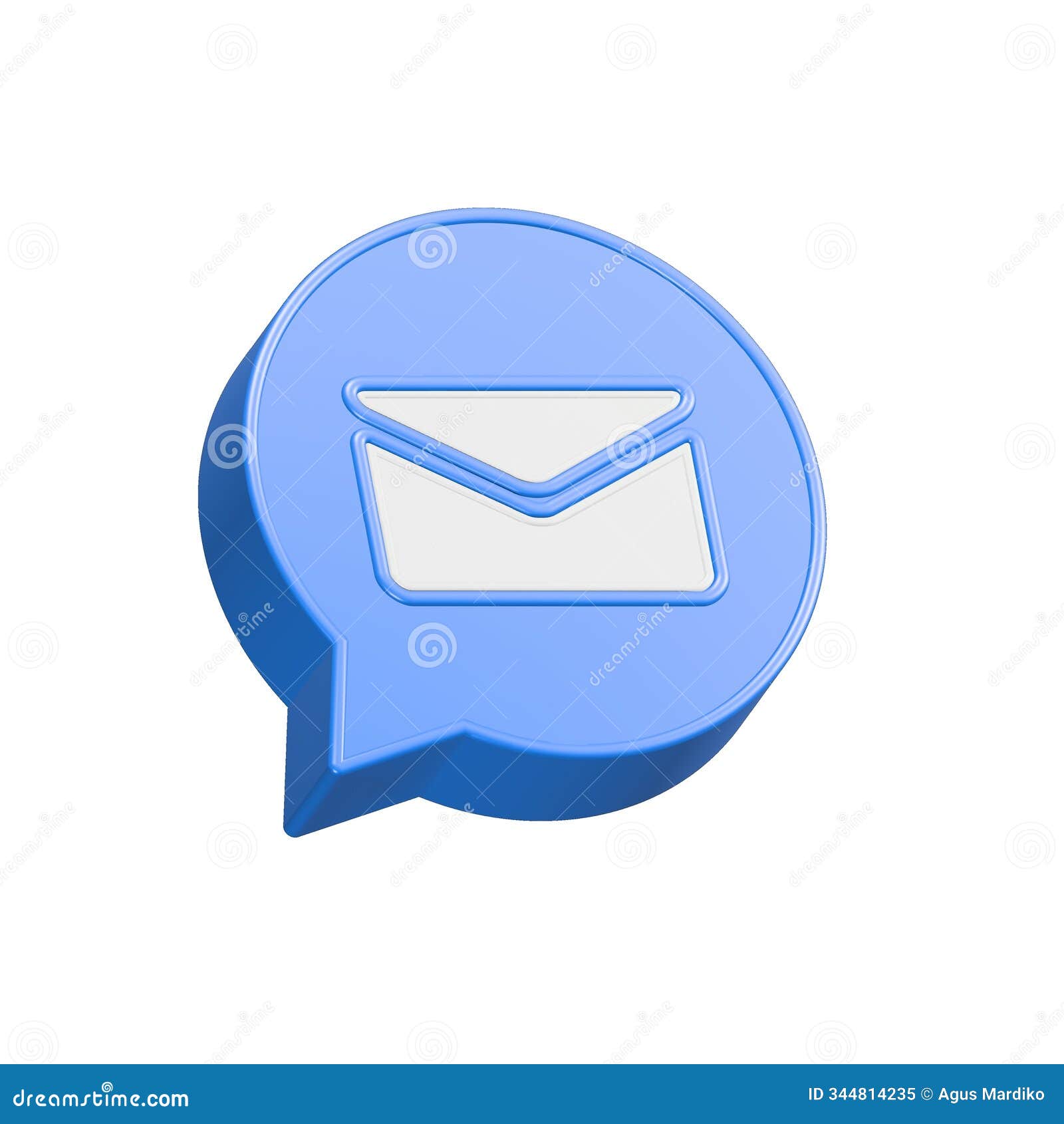3d Realistic Email Icon Notification Blue Color Stock Illustration ...