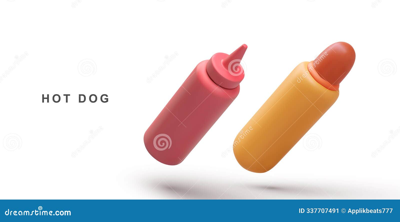 3d Realistic Flying Hot Dog and Ketchup on White Background. Vector ...