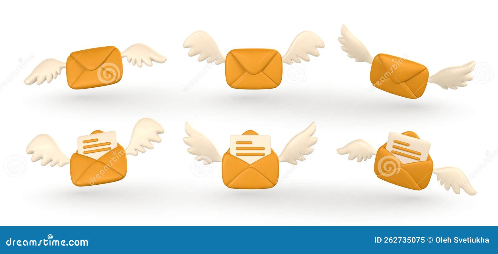 3d Realistic Flying Mail Envelope with Wings in Cartoon Minimal Style ...