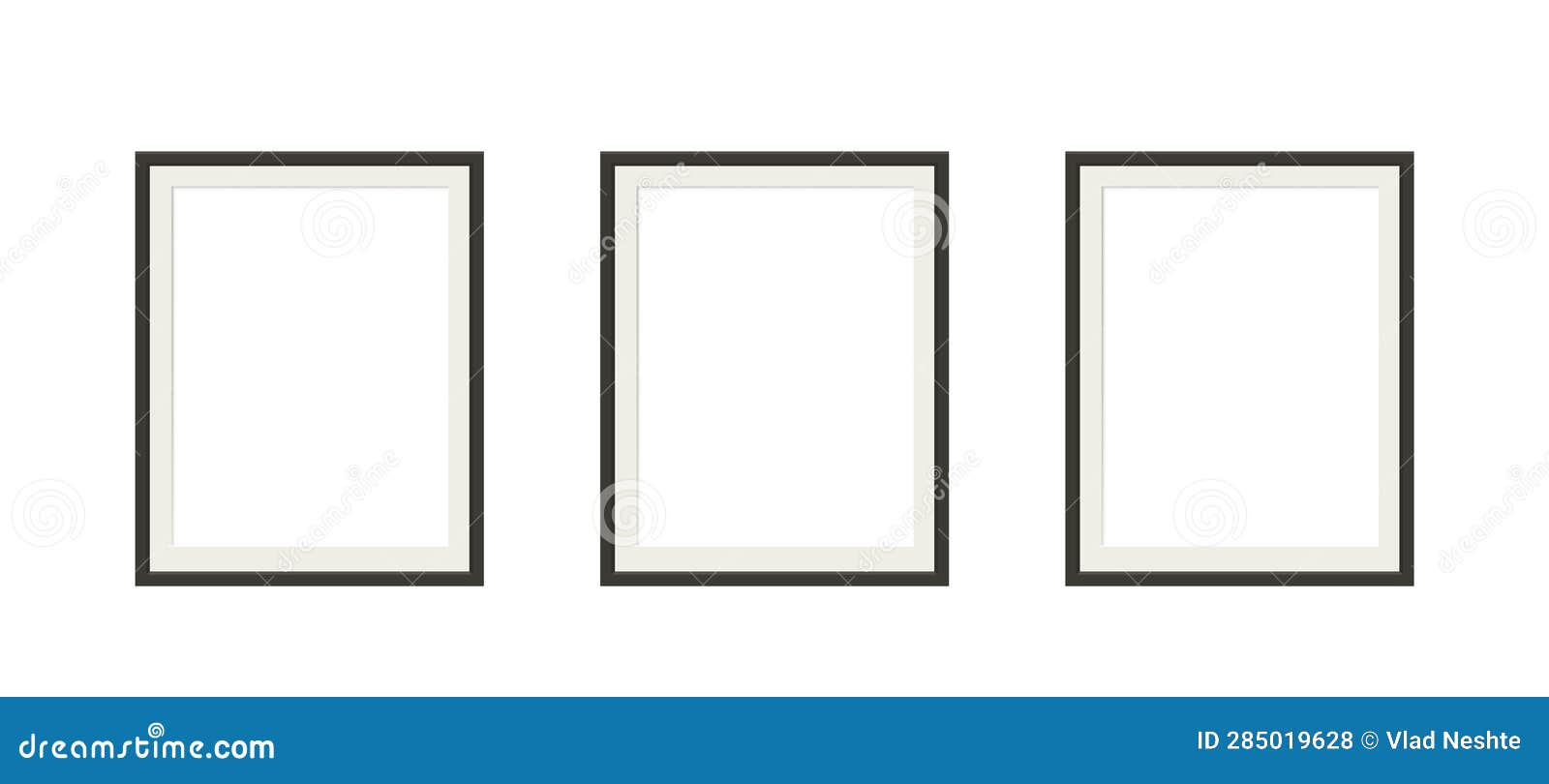3d Realistic Frames. Set of 3 Black Vertical Frames. a Classic Frame ...