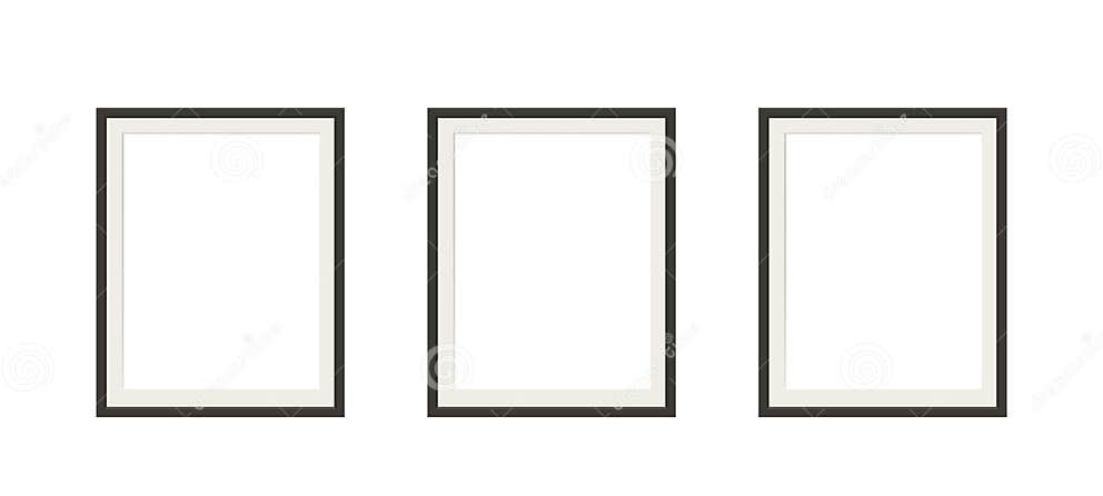 3d Realistic Frames. Set of 3 Black Vertical Frames. a Classic Frame ...