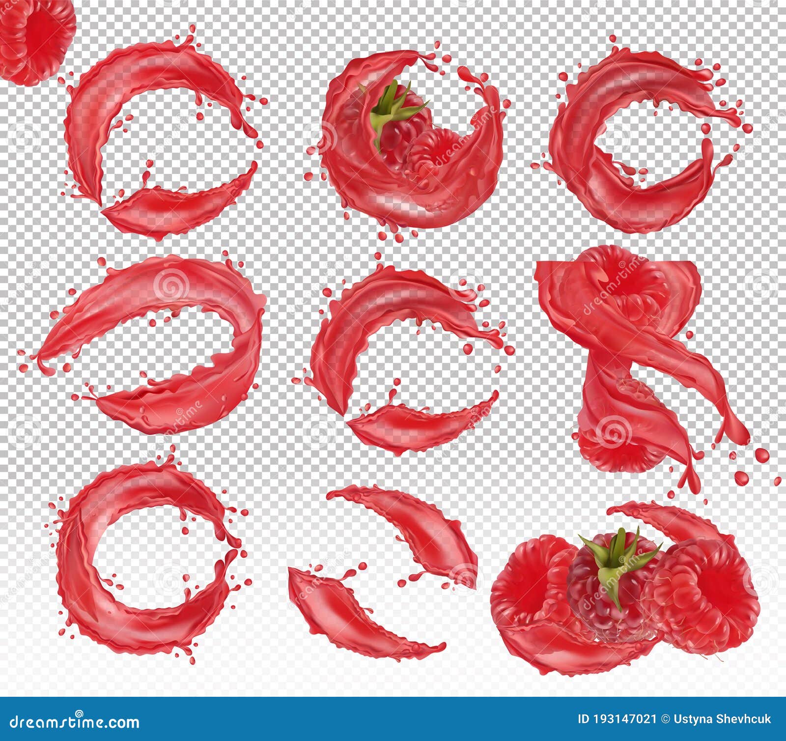 3D Realistic Fresh Raspberry on with Splash Liquid on Transparent ...