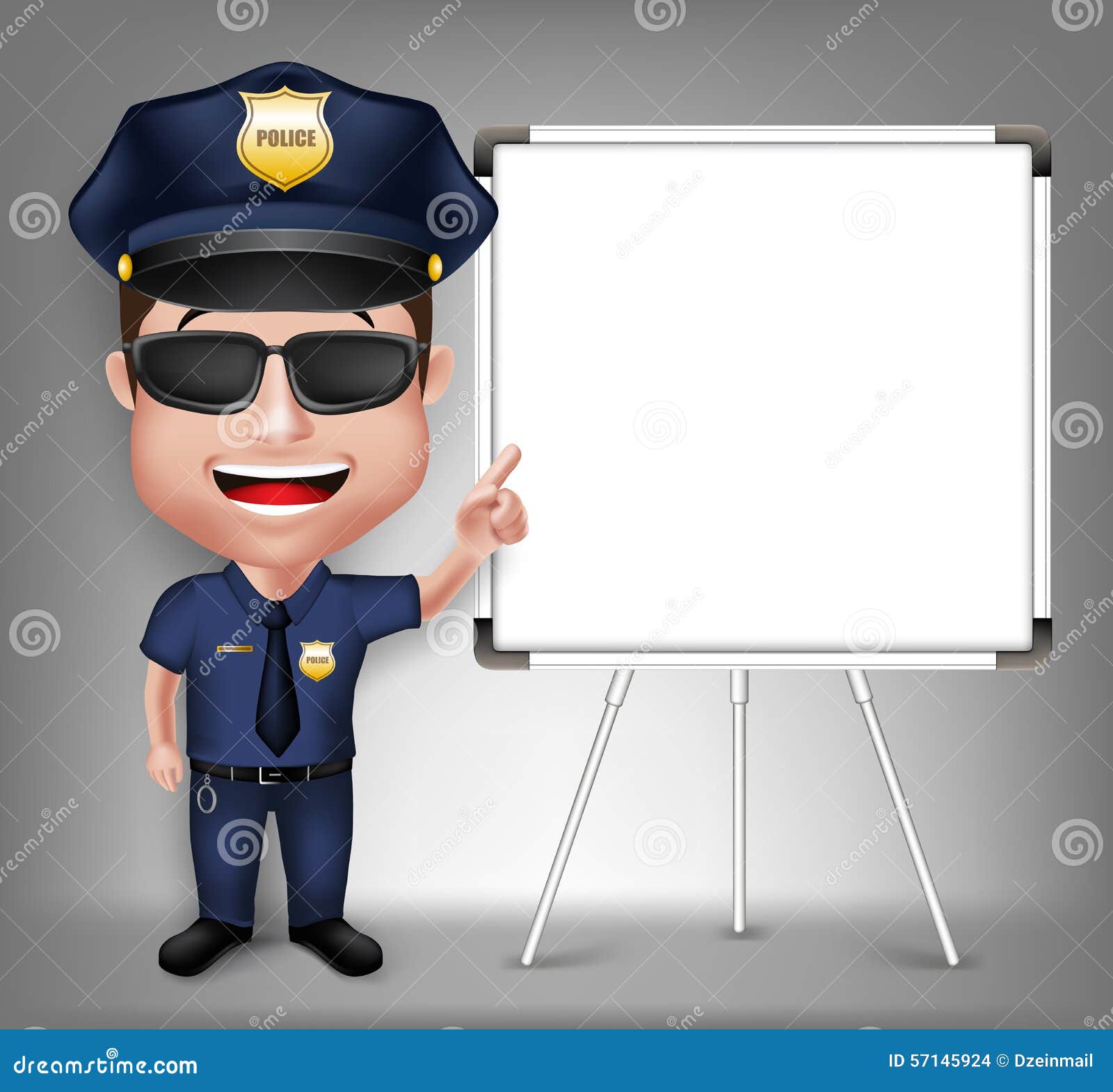3D Realistic Friendly Police Man Character Policeman Vector ...