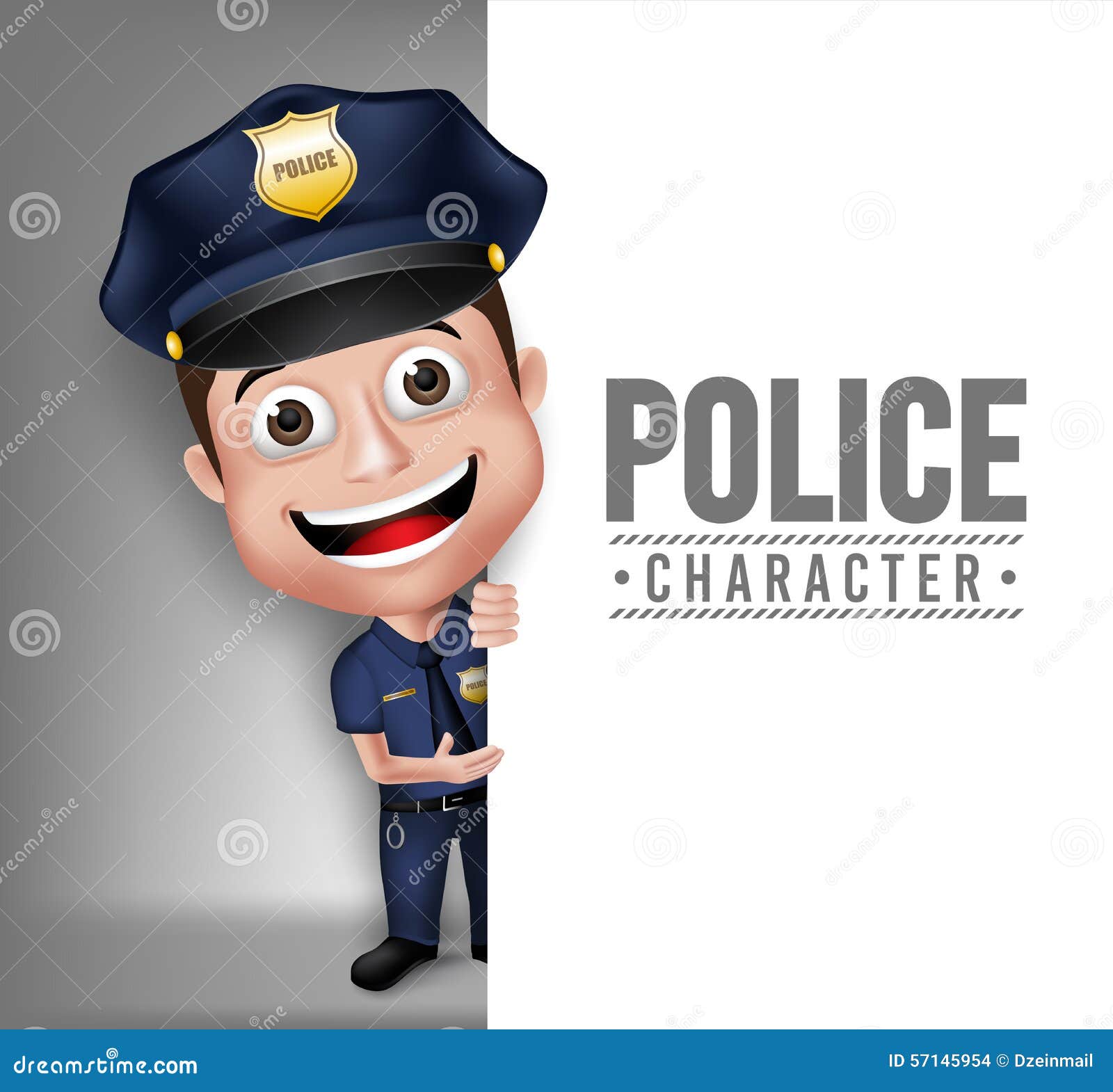 3D Realistic Friendly Police Man Character Policeman Stock Vector ...