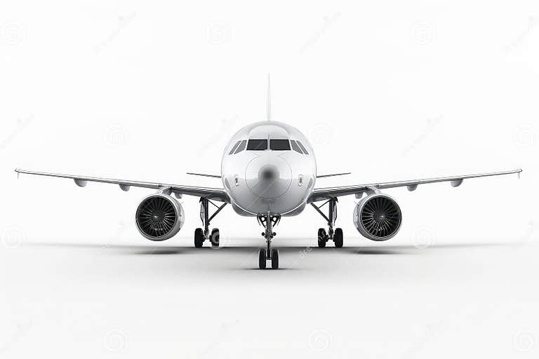 3d Realistic Front View Airplane is Flying in the White Background ...