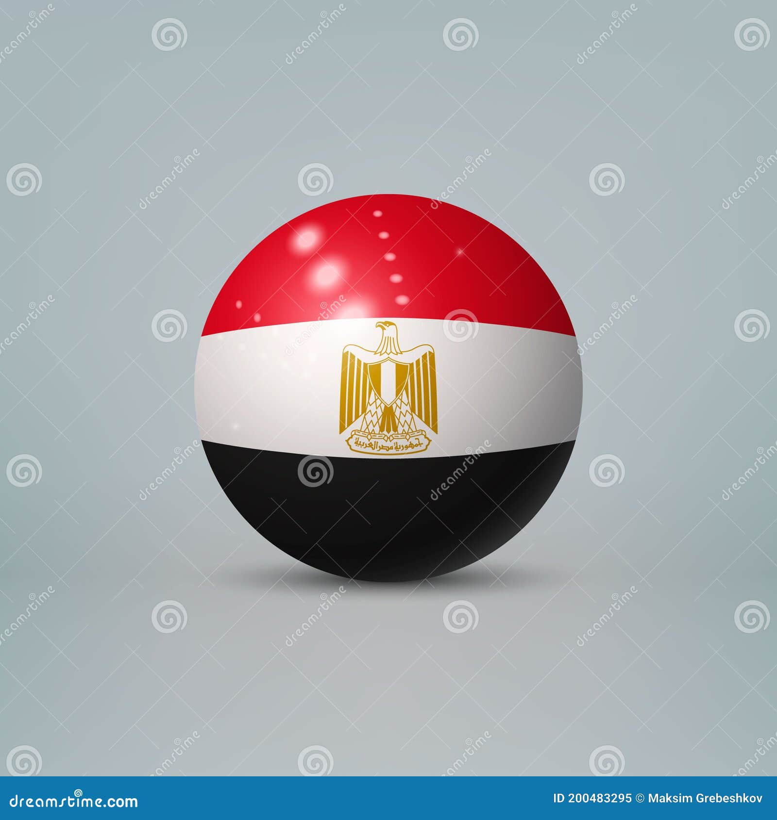 3d Realistic Glossy Plastic Ball or Sphere with Flag of Egypt Stock ...