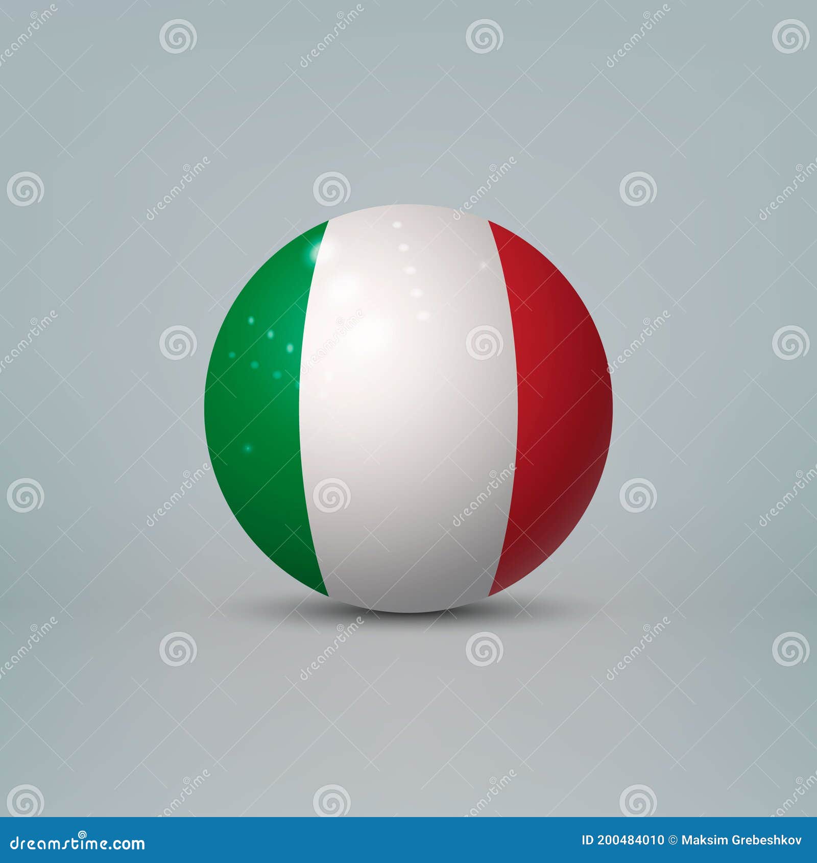 3d Realistic Glossy Plastic Ball or Sphere with Flag of Italy Stock ...