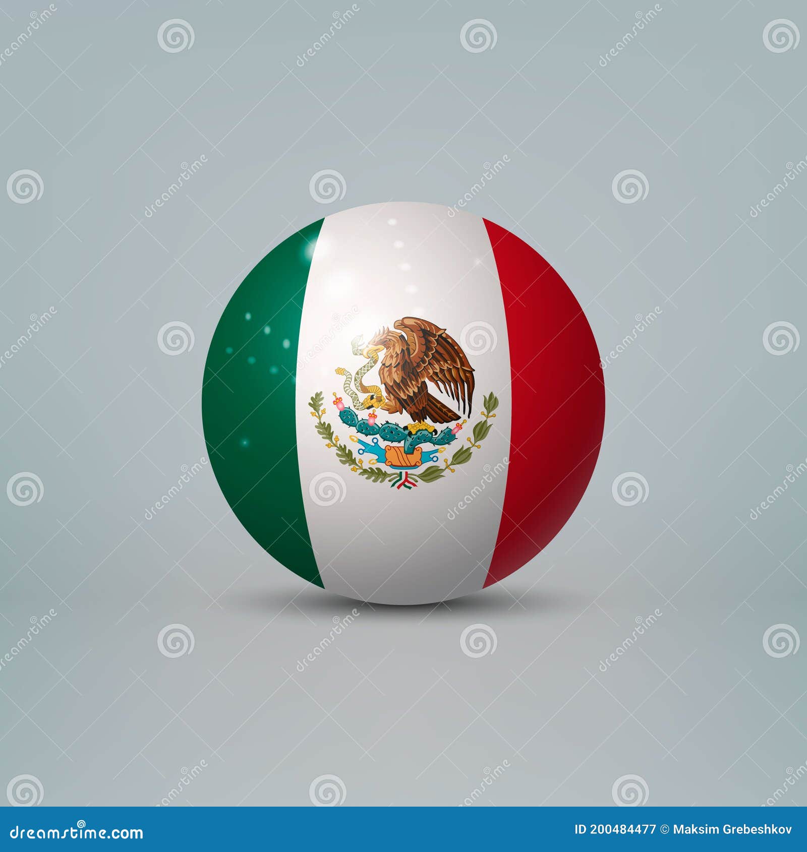 3d Realistic Glossy Plastic Ball or Sphere with Flag of Mexico Stock ...