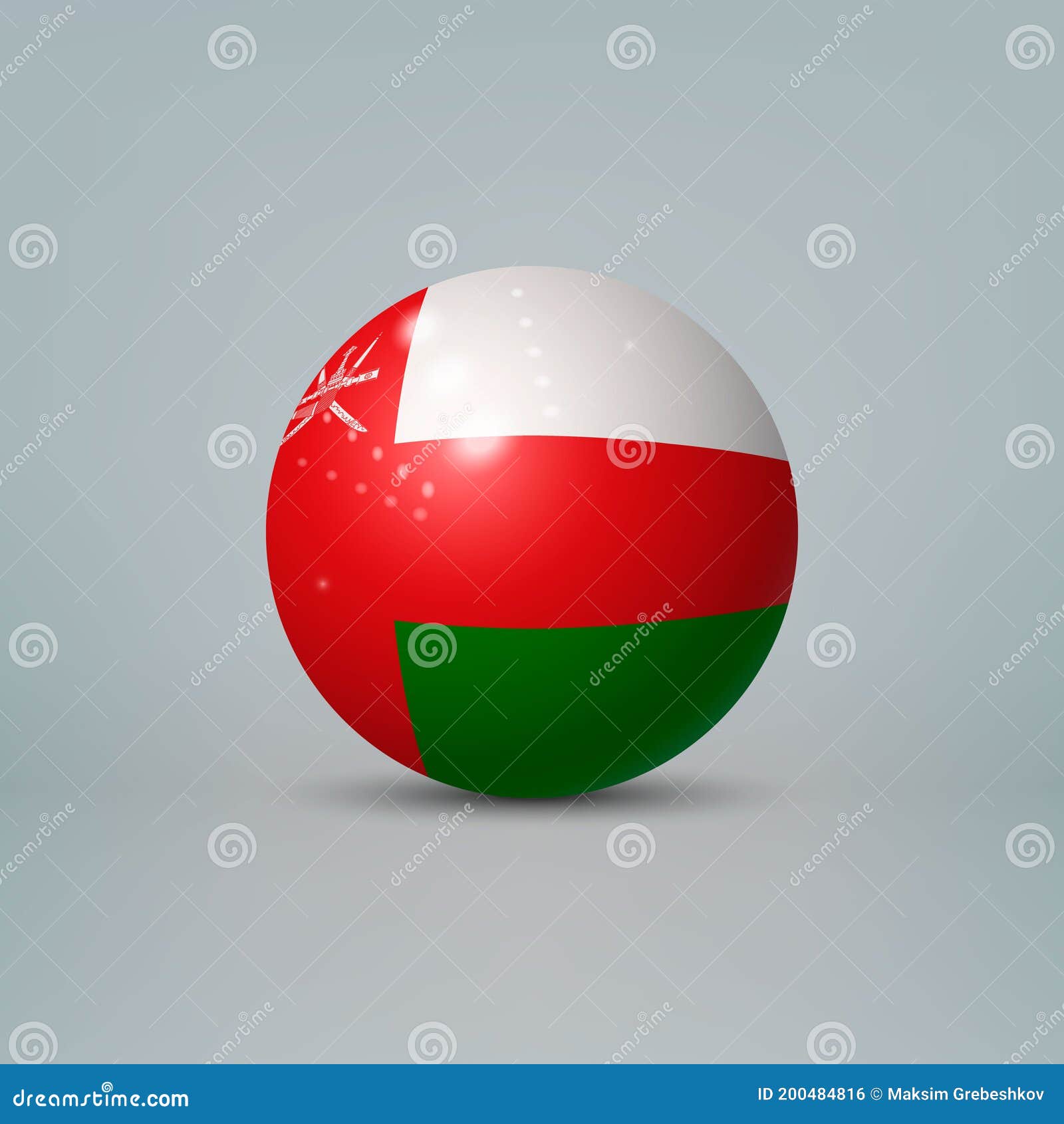 3d Realistic Glossy Plastic Ball or Sphere with Flag of Oman Stock ...