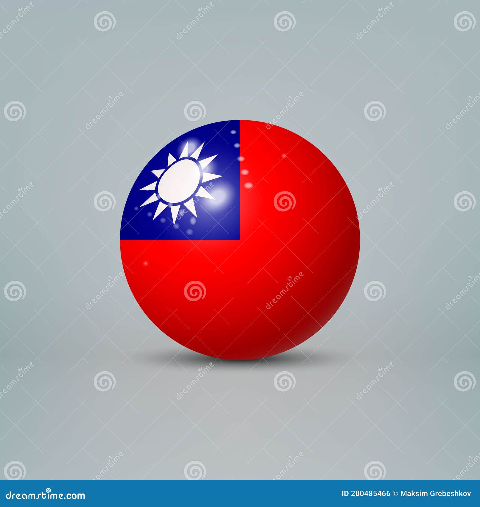 3d Realistic Glossy Plastic Ball or Sphere with Flag of Taiwan Stock ...
