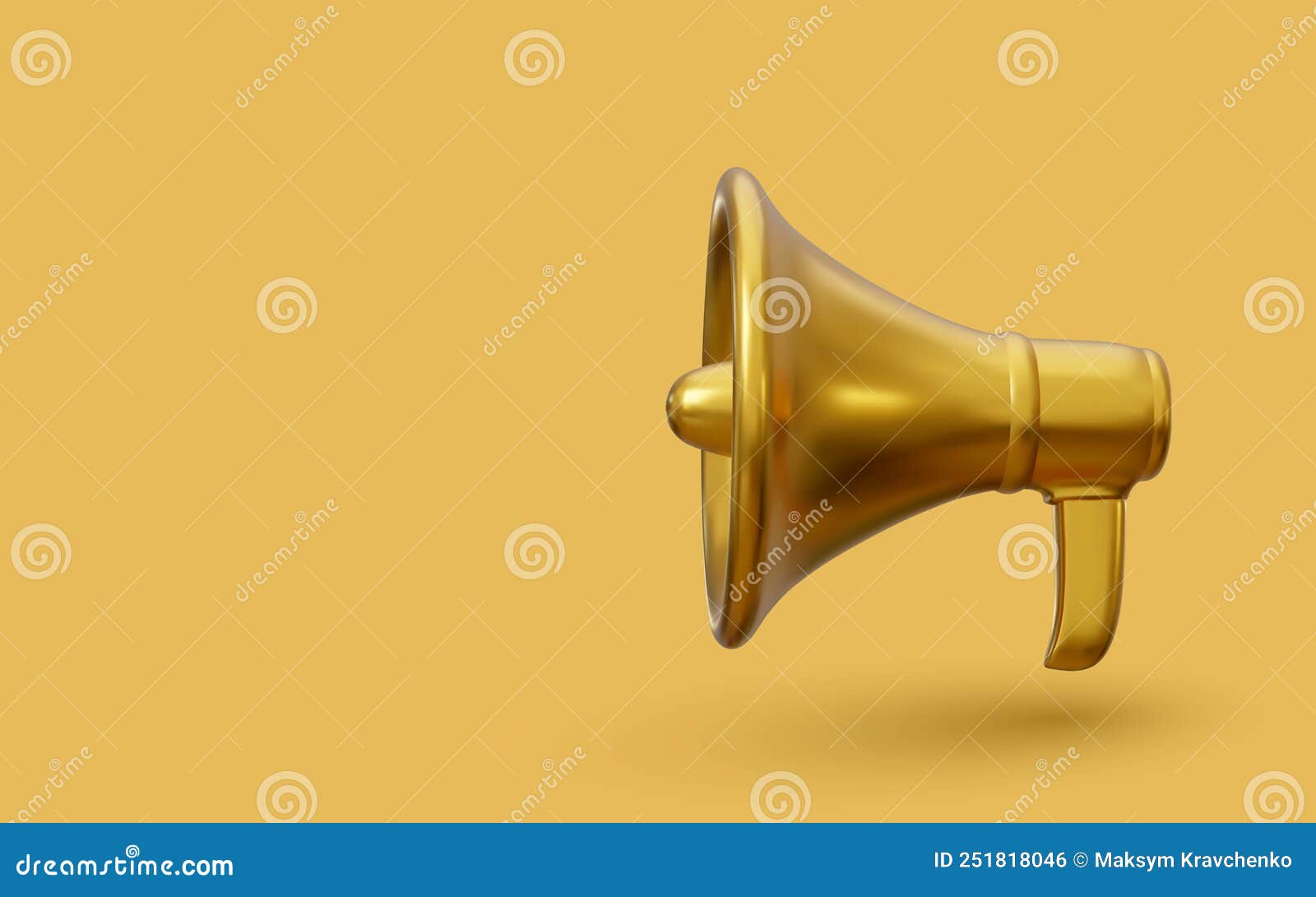 3d Realistic Gold Megaphone Marketing Concept. Vector Illustration ...