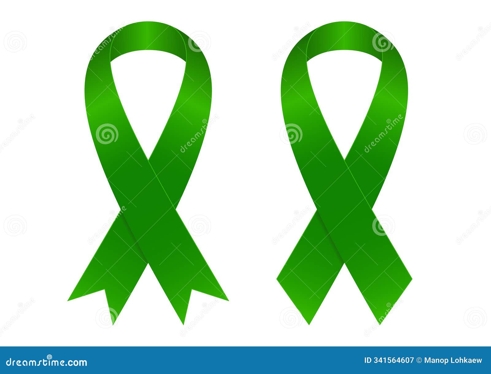 Realistic Green Awareness Ribbon on White Background Vector ...