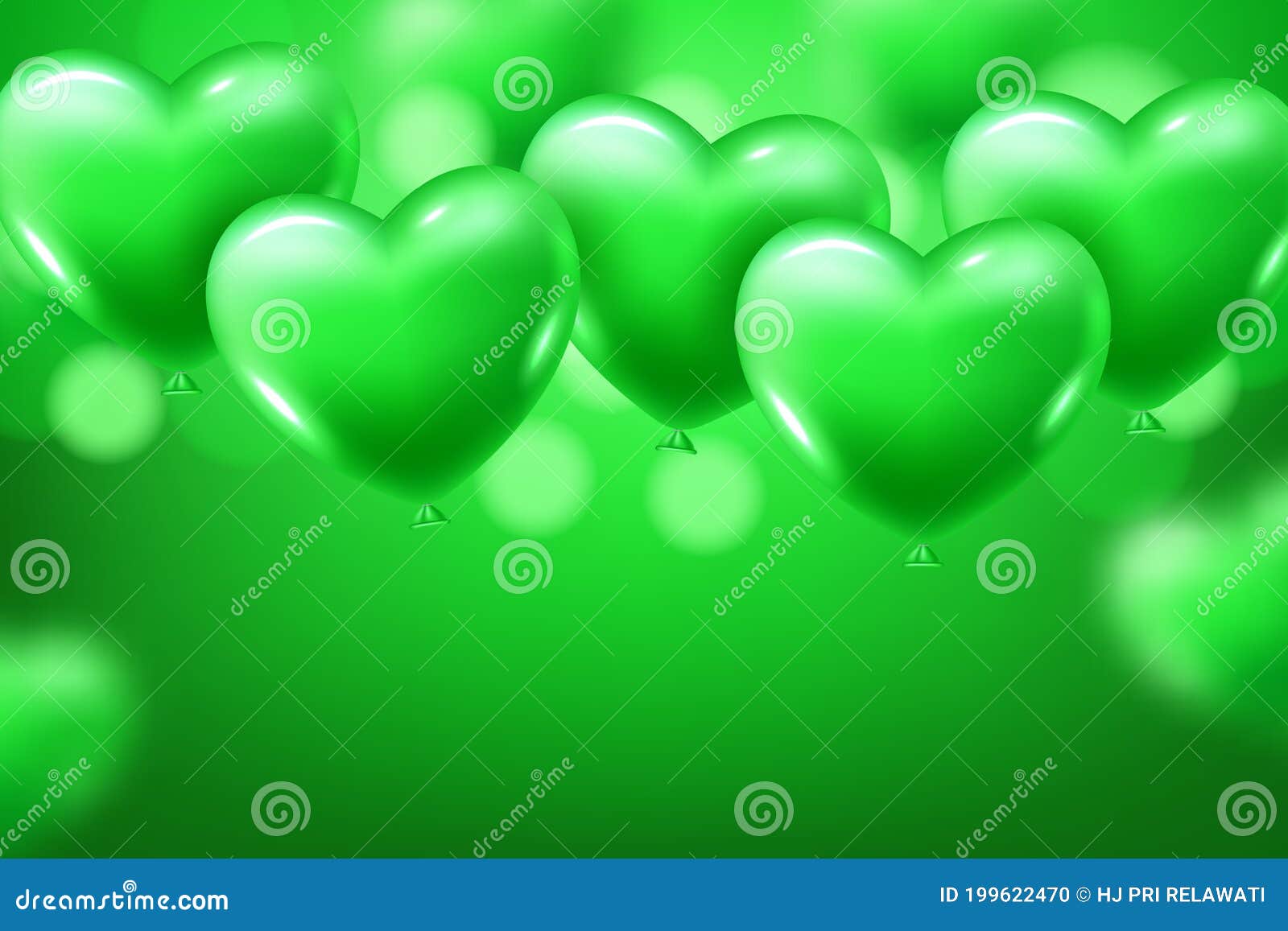 3D Realistic Green Heart Balloons Flying Stock Vector - Illustration of ...