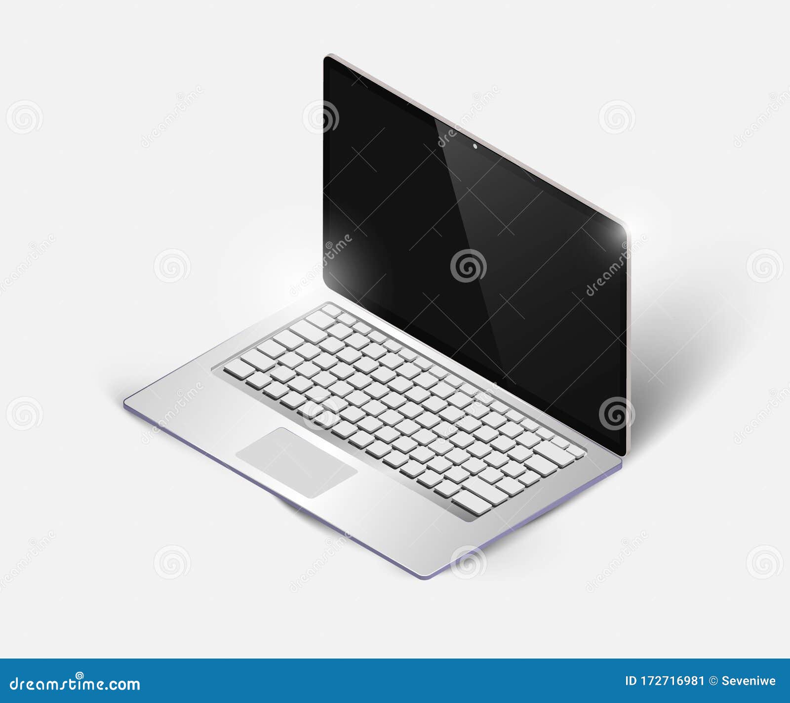 3d Realistic High Detailed Thin Laptop Isometric View. Silver Gradinet ...