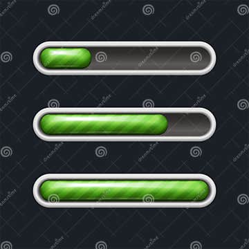 3d Realistic Vector Icon. Green Progress Bar in Stages. App Interface ...